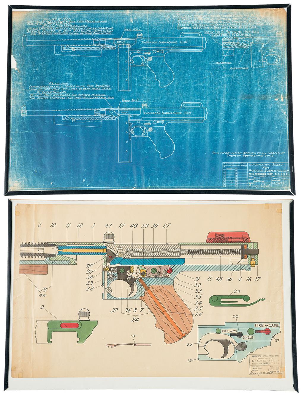 Two Attractive Vintage Diagrams of the Thompson Sub-Machine Gun | Rock ...