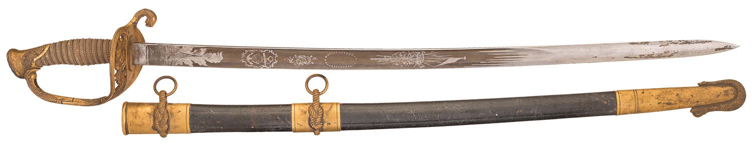 Ames 1852 Pattern Naval Officer Sword with Scabbard | Rock Island Auction