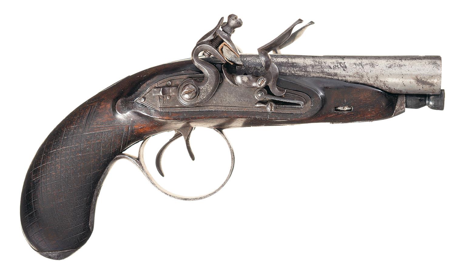 Irish Double Barrel Flintlock Pistol by McDermott of Dublin | Rock ...