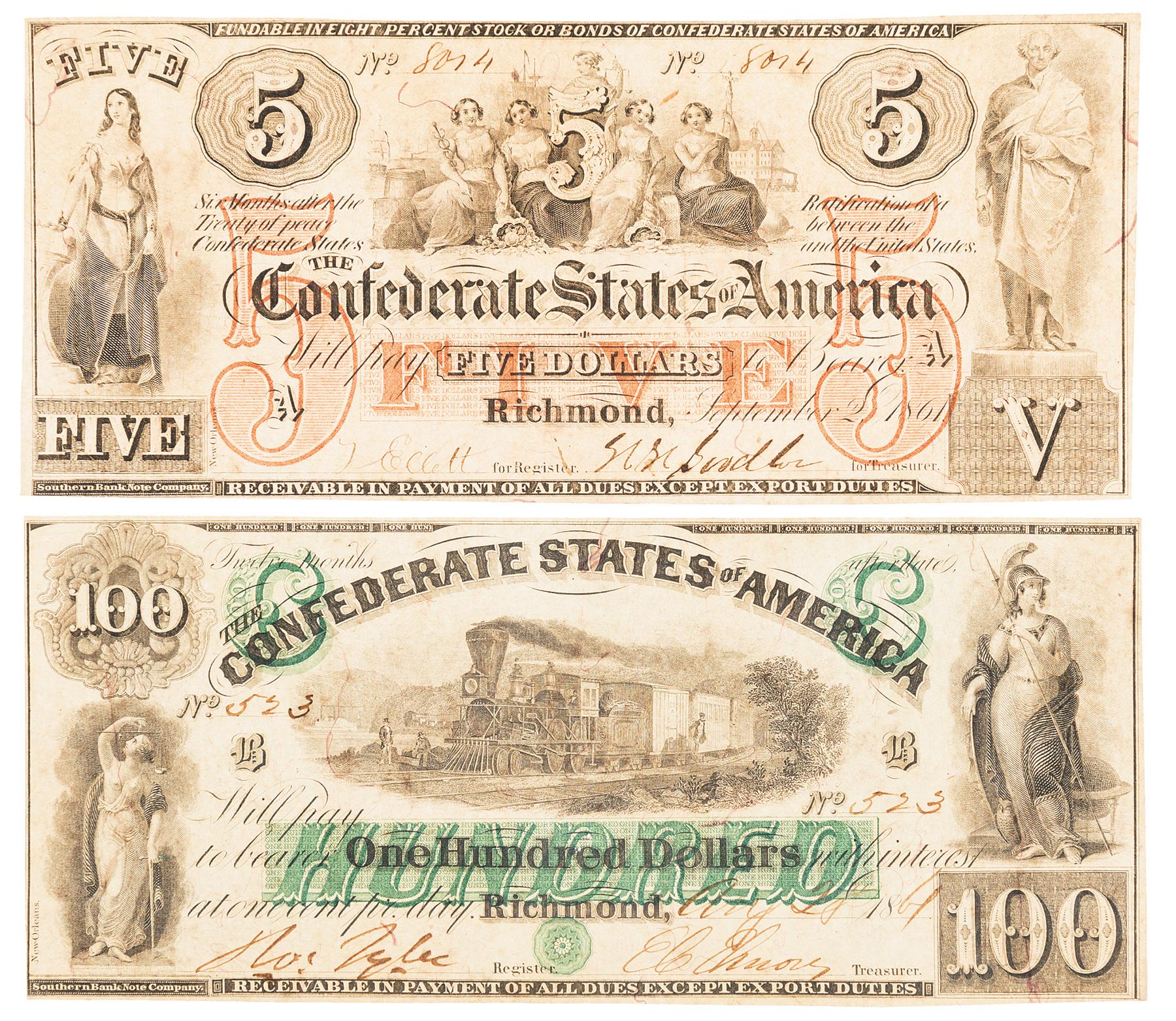 Two Confederate Bonds, Southern Bank Note Company | Rock Island Auction