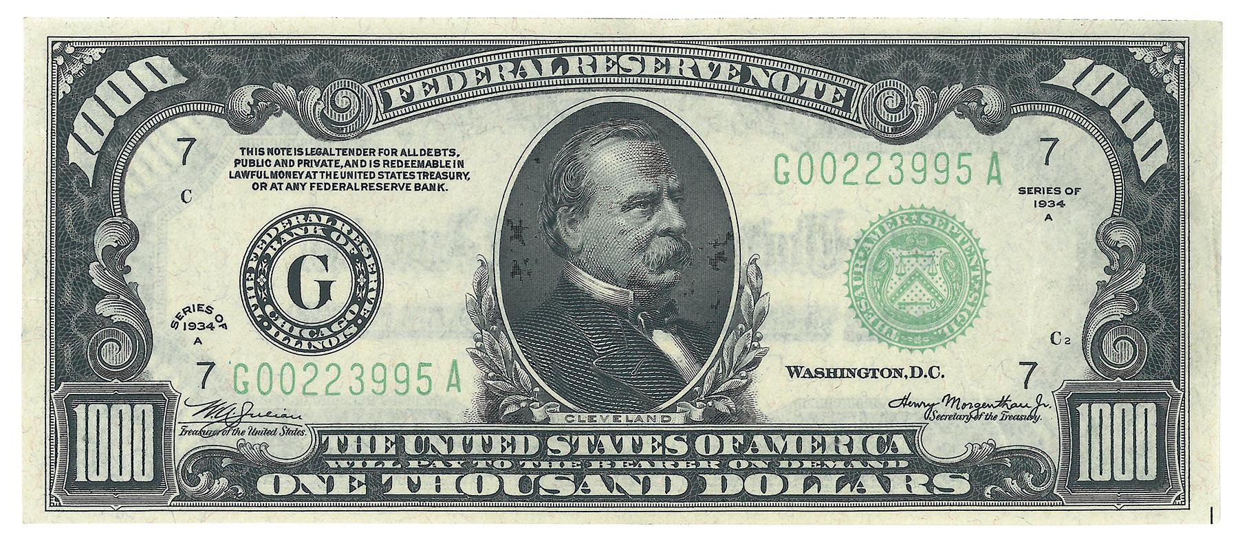 Series of 1934-A $1,000 Federal Reserve Note | Rock Island Auction