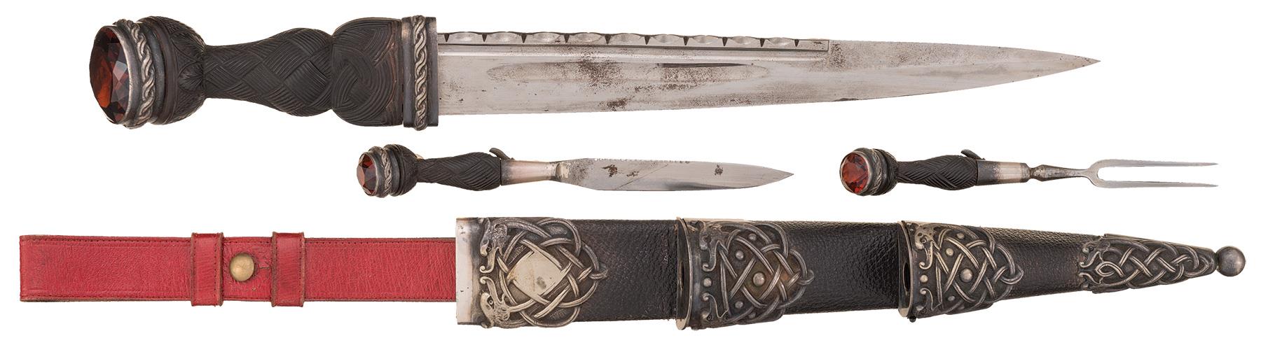 Fine Scottish Dirk Set with Silver Fittings and Sheath | Rock Island ...