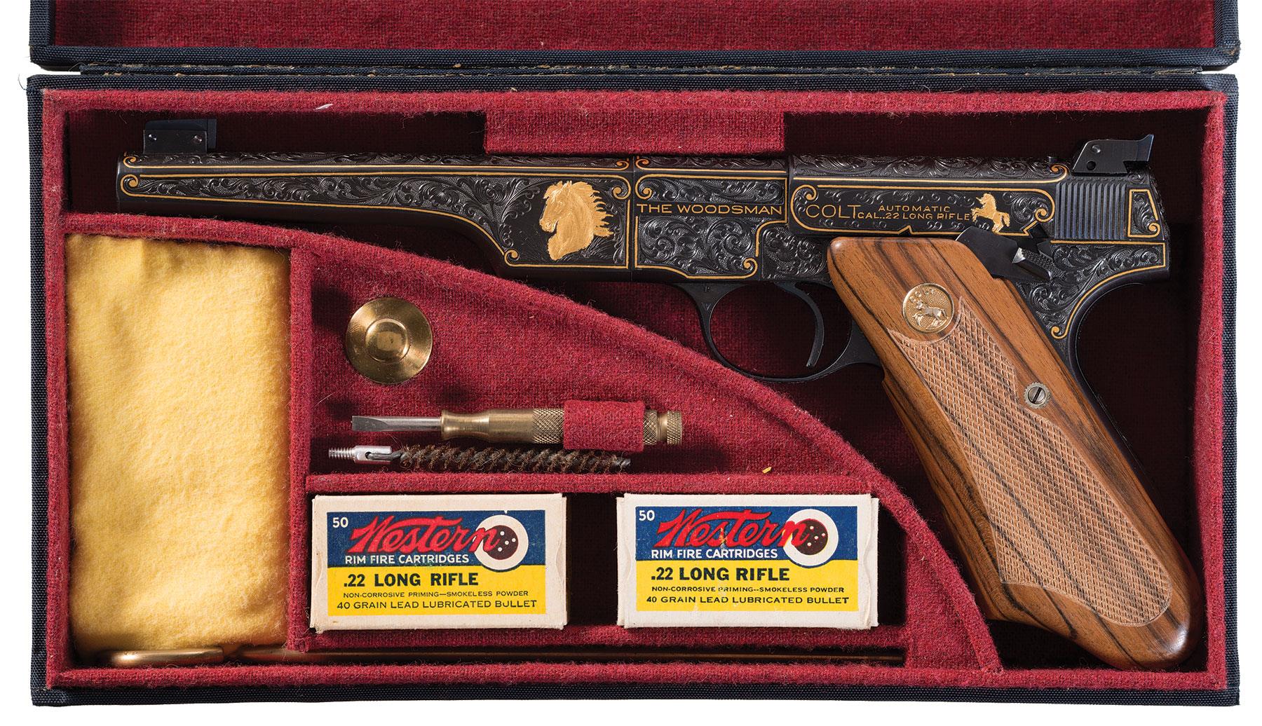 Engraved and Gold Inlaid Colt Woodsman Match Target Pistol | Rock ...