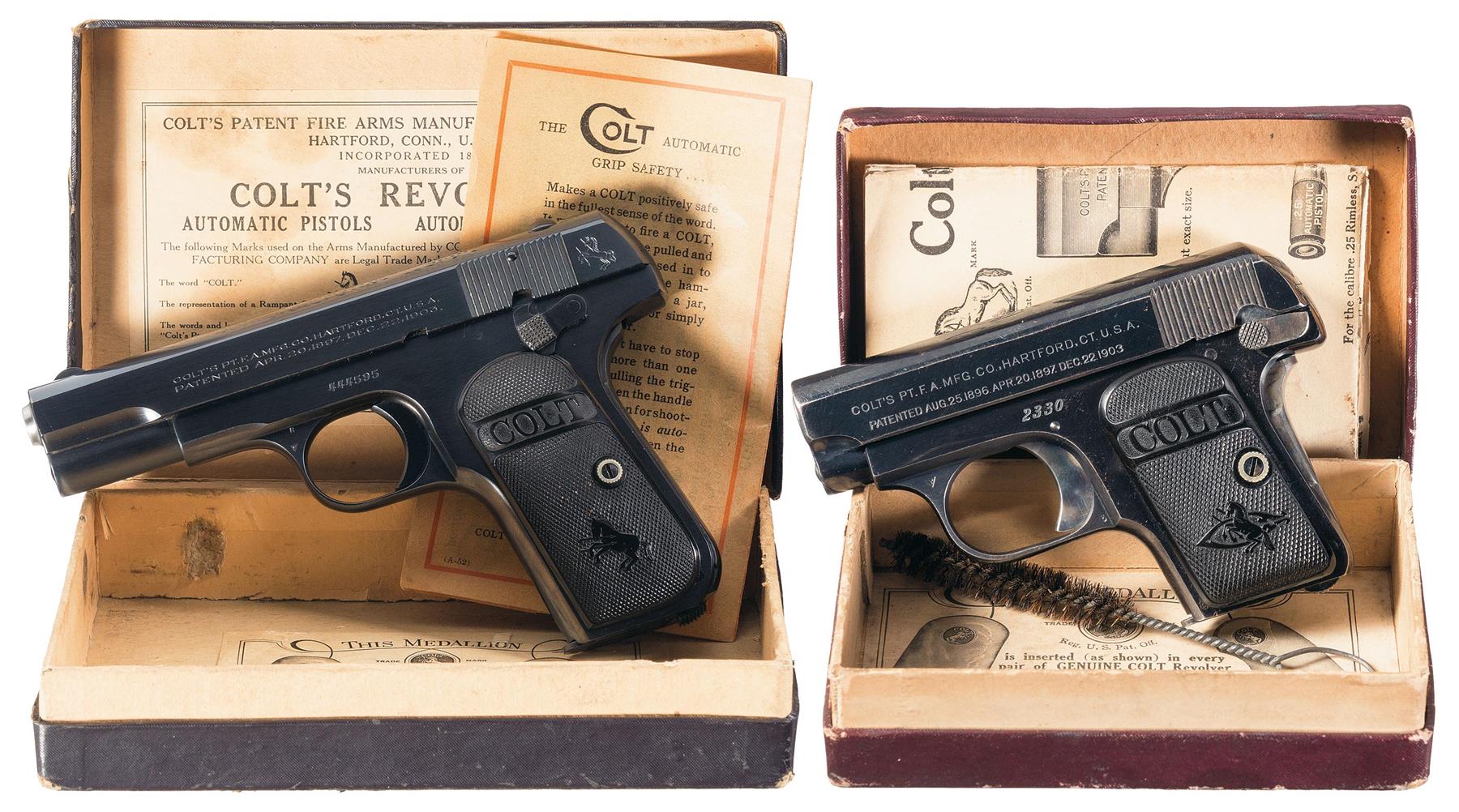 Collector's Lot of Two Colt Semi-Automatic Pistols with Boxes | Rock ...