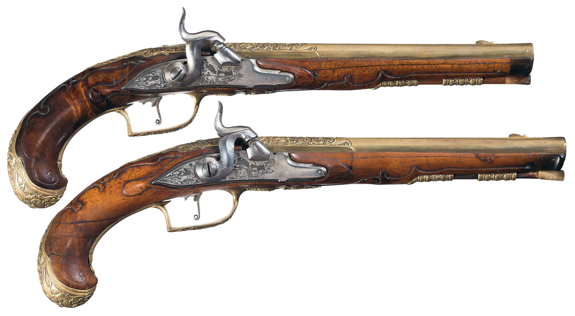 Gilded Pair of Bohemian Percussion Pistols | Rock Island Auction