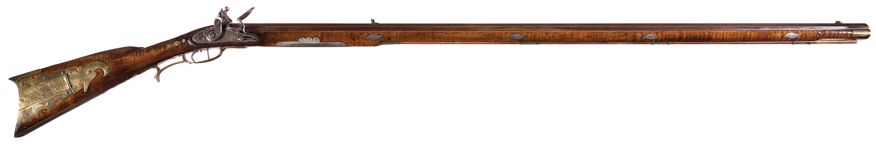 American Flintlock Long Rifle with Attractive Bird Patch Box | Rock ...
