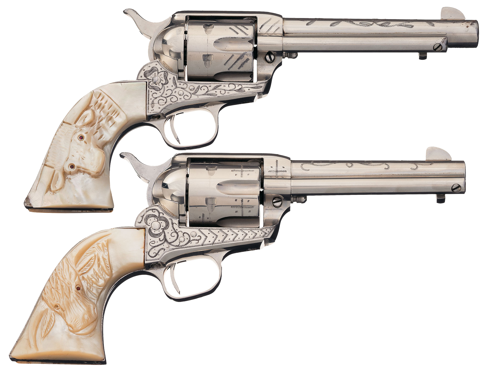Two Wolf & Klar Engraved Colt First Generation SAA Revolvers | Rock ...