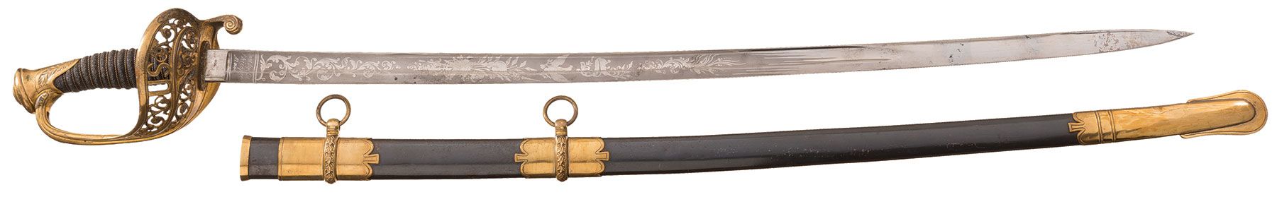 Ames 1862 Dated Staff & Field Officer Sword w/Scabbard | Rock Island ...