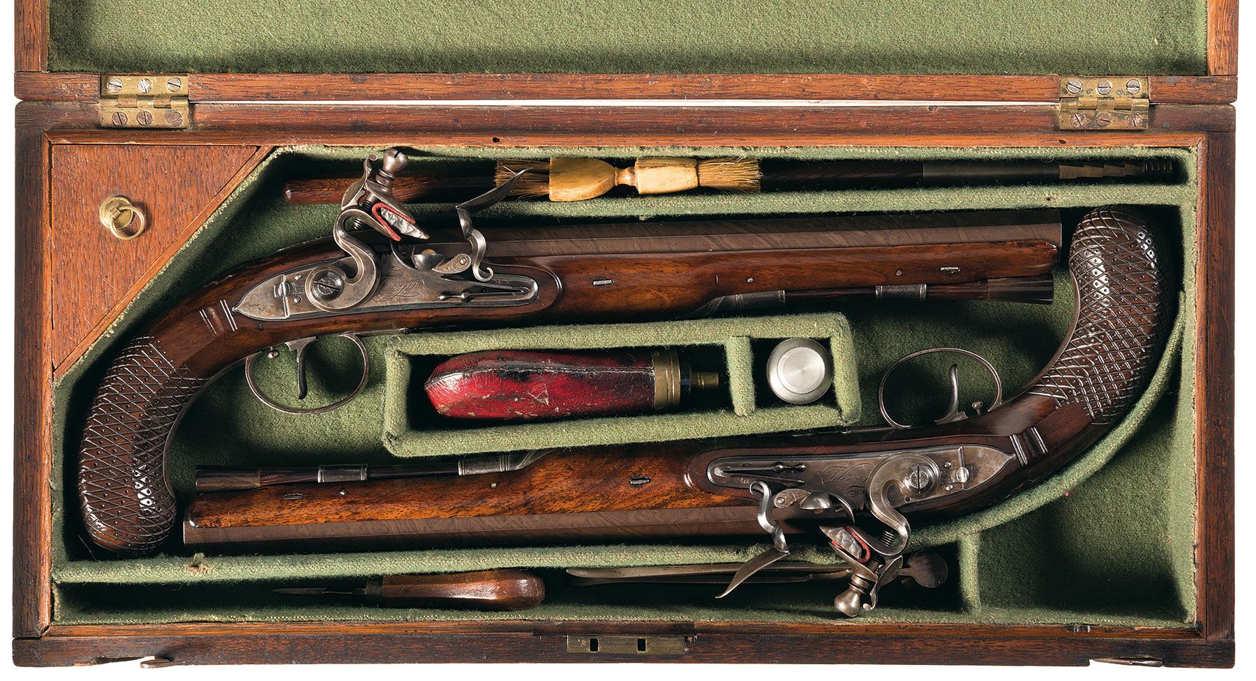 Cased Pair of 18th Century Twigg Flintlock Dueling Pistols | Rock ...