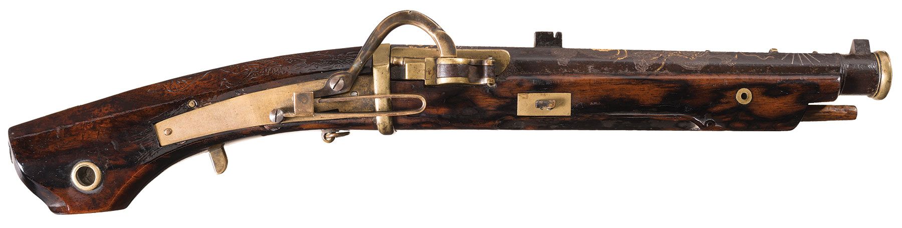 Engraved, Incised Carved Gold and Silver Japanese Matchlock | Rock ...