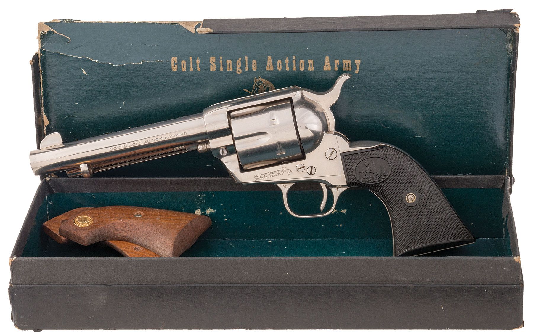 Nickel Colt 2nd Gen Single Action Army Revolver with Box | Rock Island ...