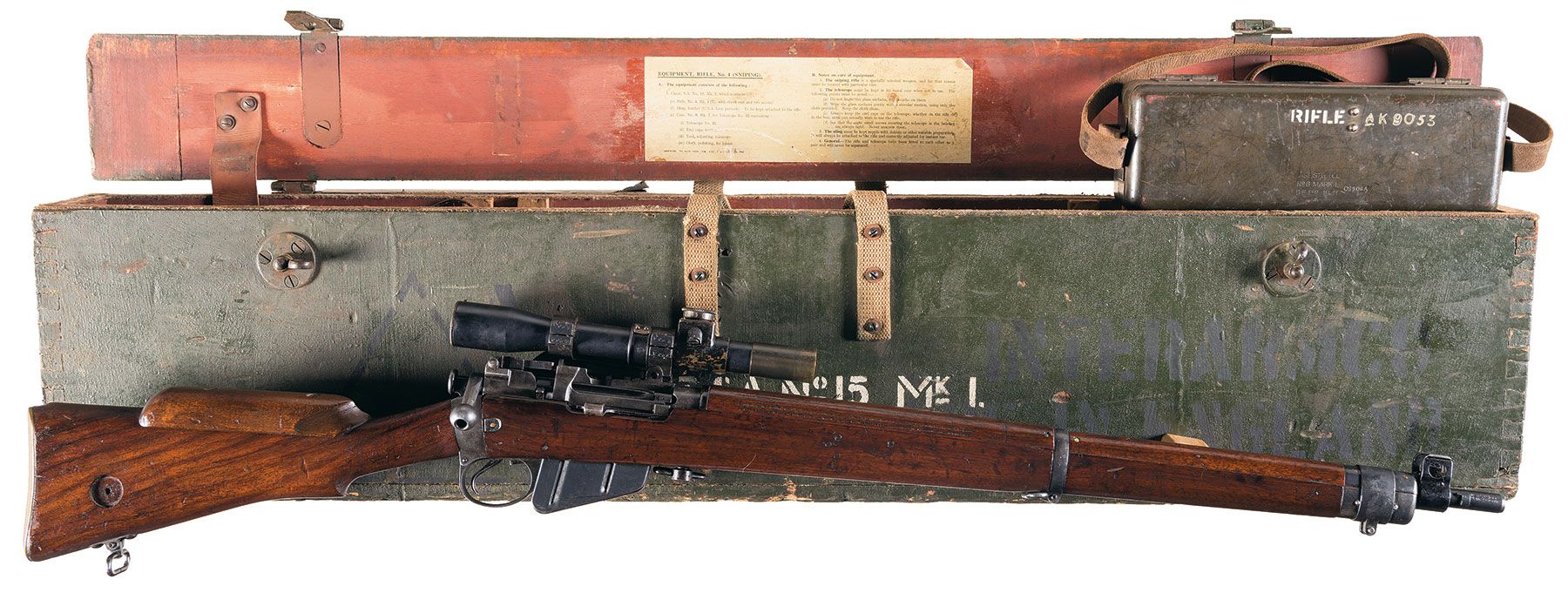 1933 Dated Enfield #4Mk1 T Sniper Rifle, w/Scope, Case, Crate | Rock ...