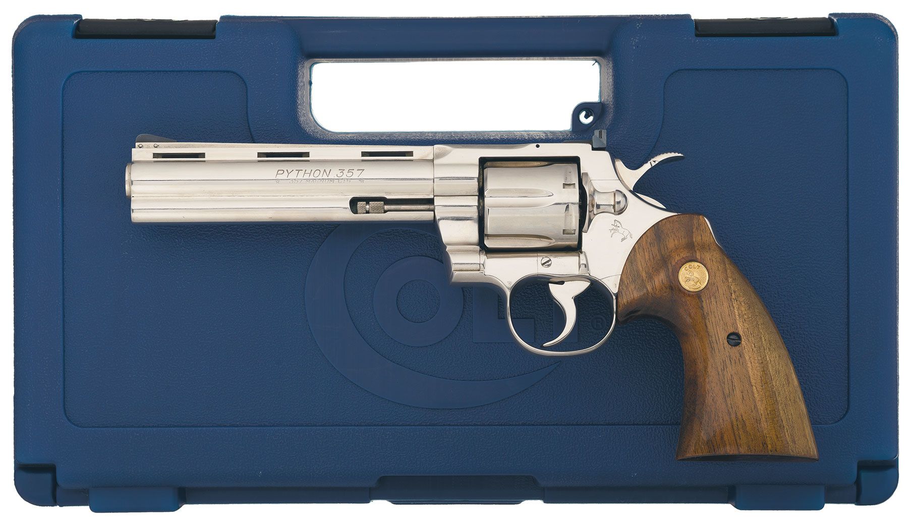 Desirable Nickel Colt Python Double Action Revolver with Case | Rock ...