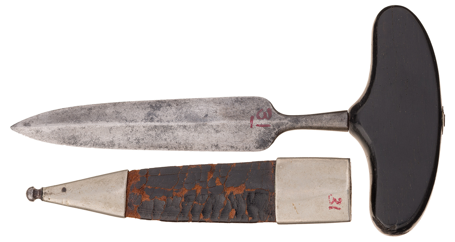 Unmarked American Push Dagger with Sheath | Rock Island Auction