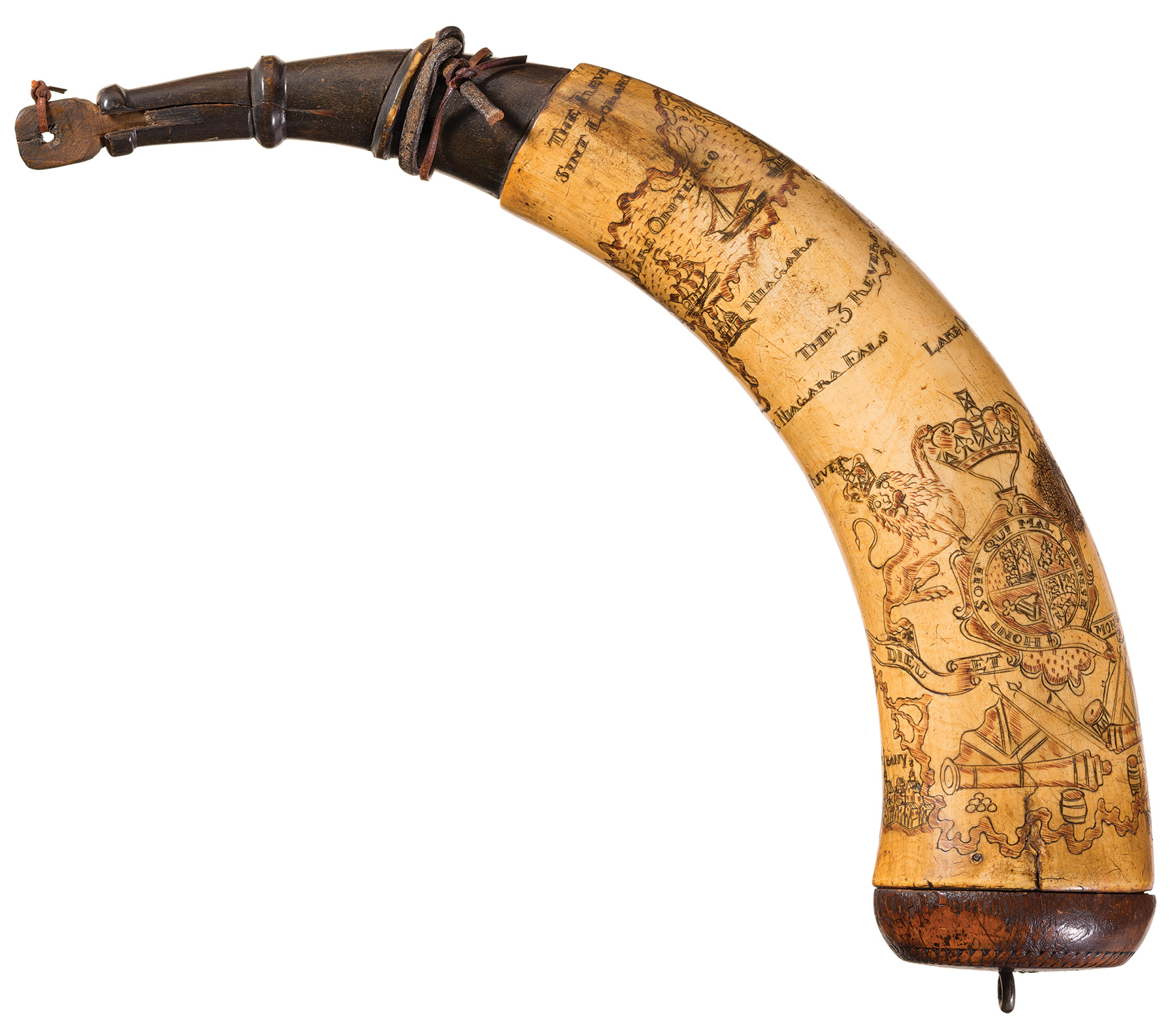 French & Indian War Era New York Map Powder Horn | Rock Island Auction