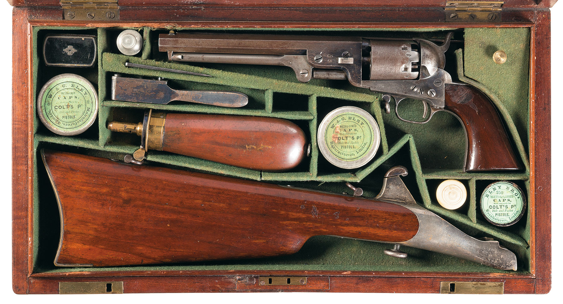 Cased Colt Model 1851 Navy Percussion Revolver with Stock | Rock Island ...