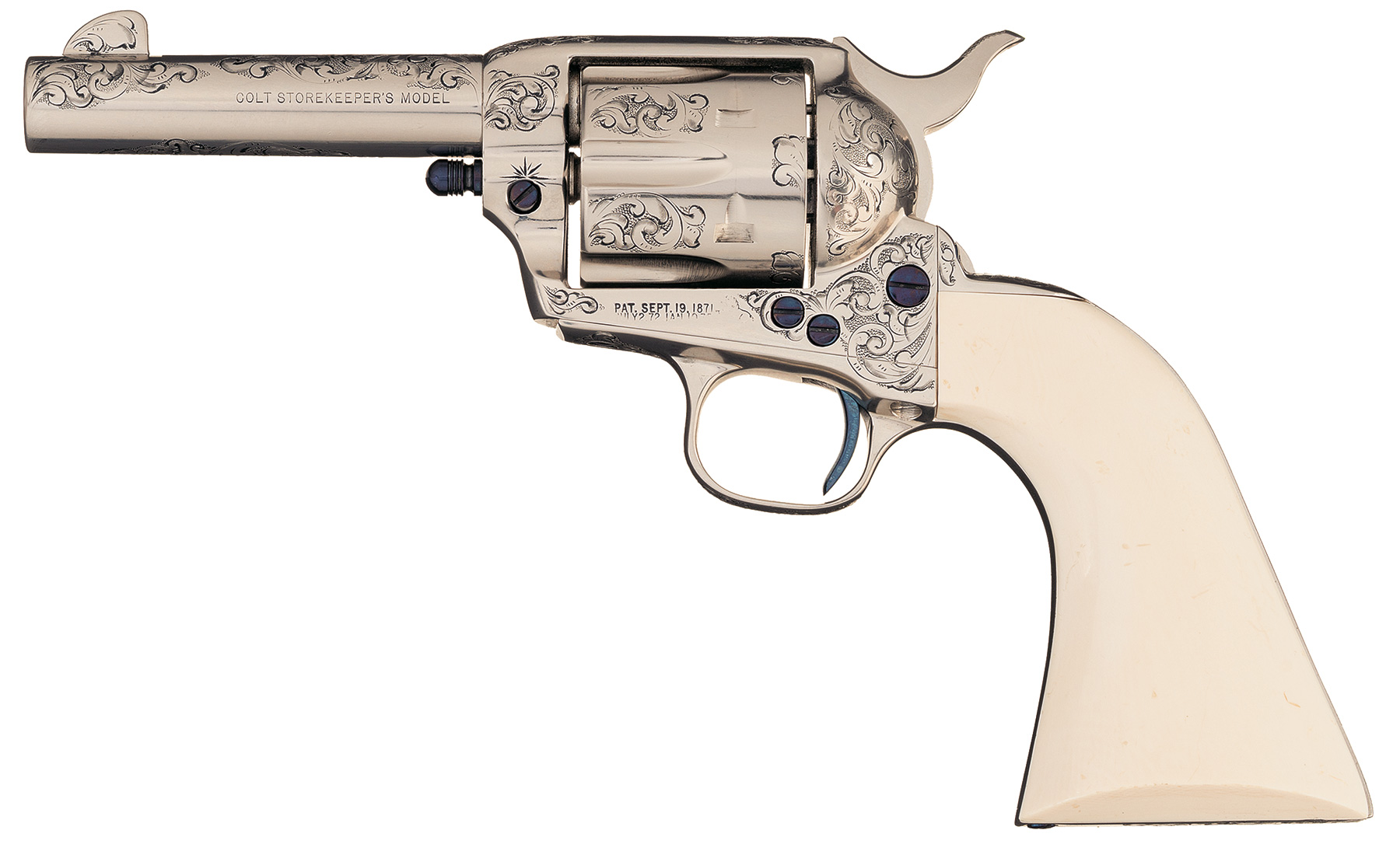 Engraved Colt Storekeeper Model Single Action Army Revolver | Rock ...