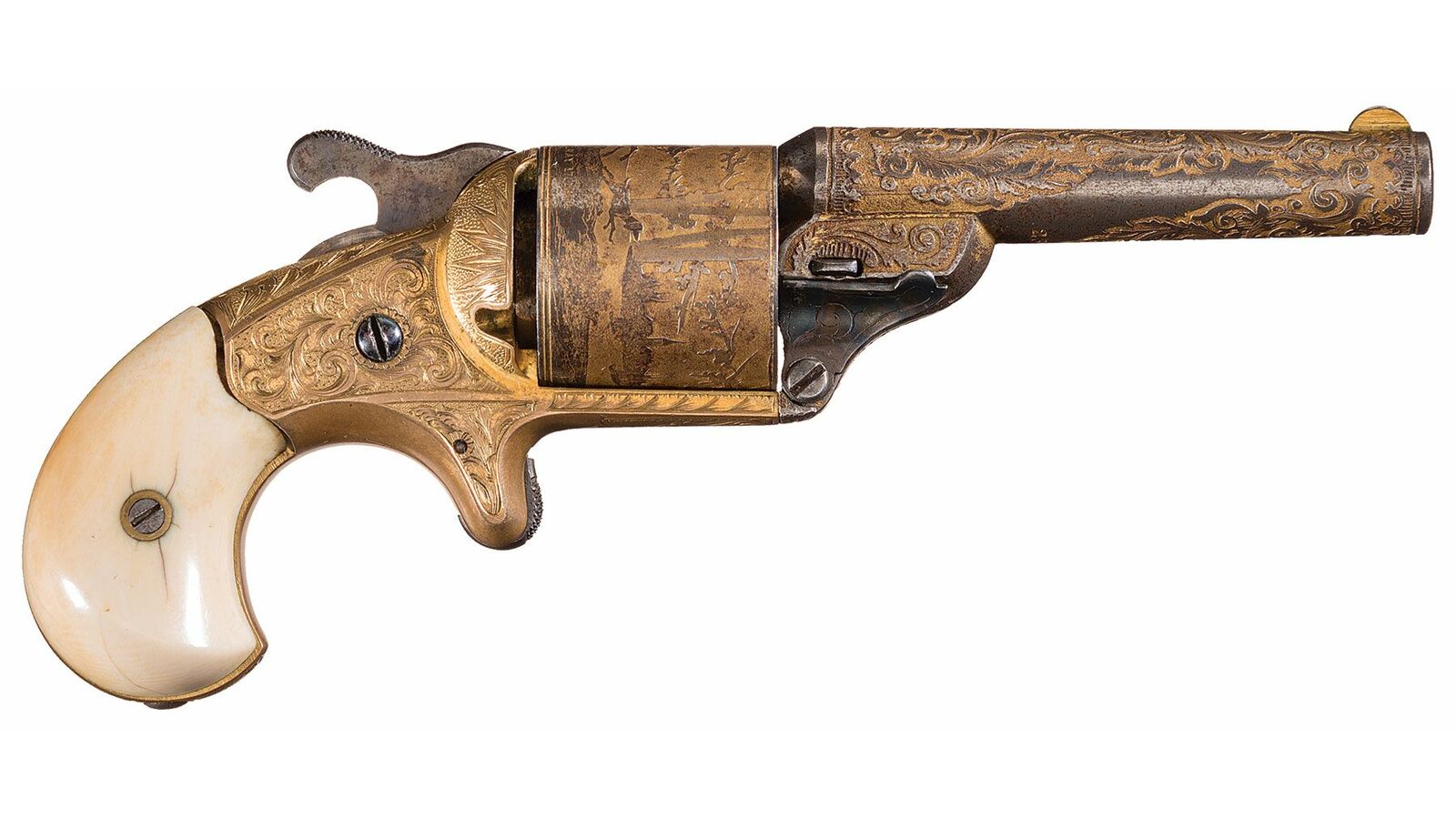 Gilded National Arms Co. Teat-Fire Pocket Revolver | Rock Island Auction