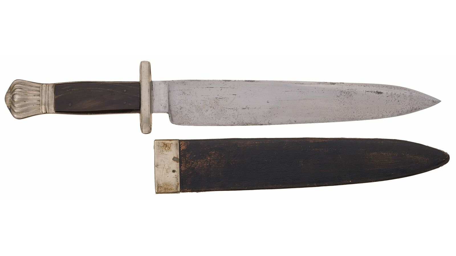 Fine Unmarked Drop Point Bowie Knife with Sheath | Rock Island Auction
