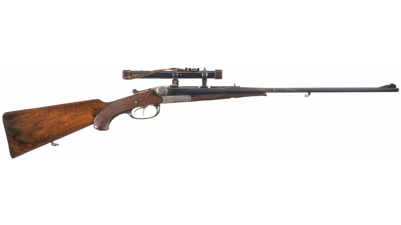Engraved Robert Hubner Double Rifle with Scope | Rock Island Auction