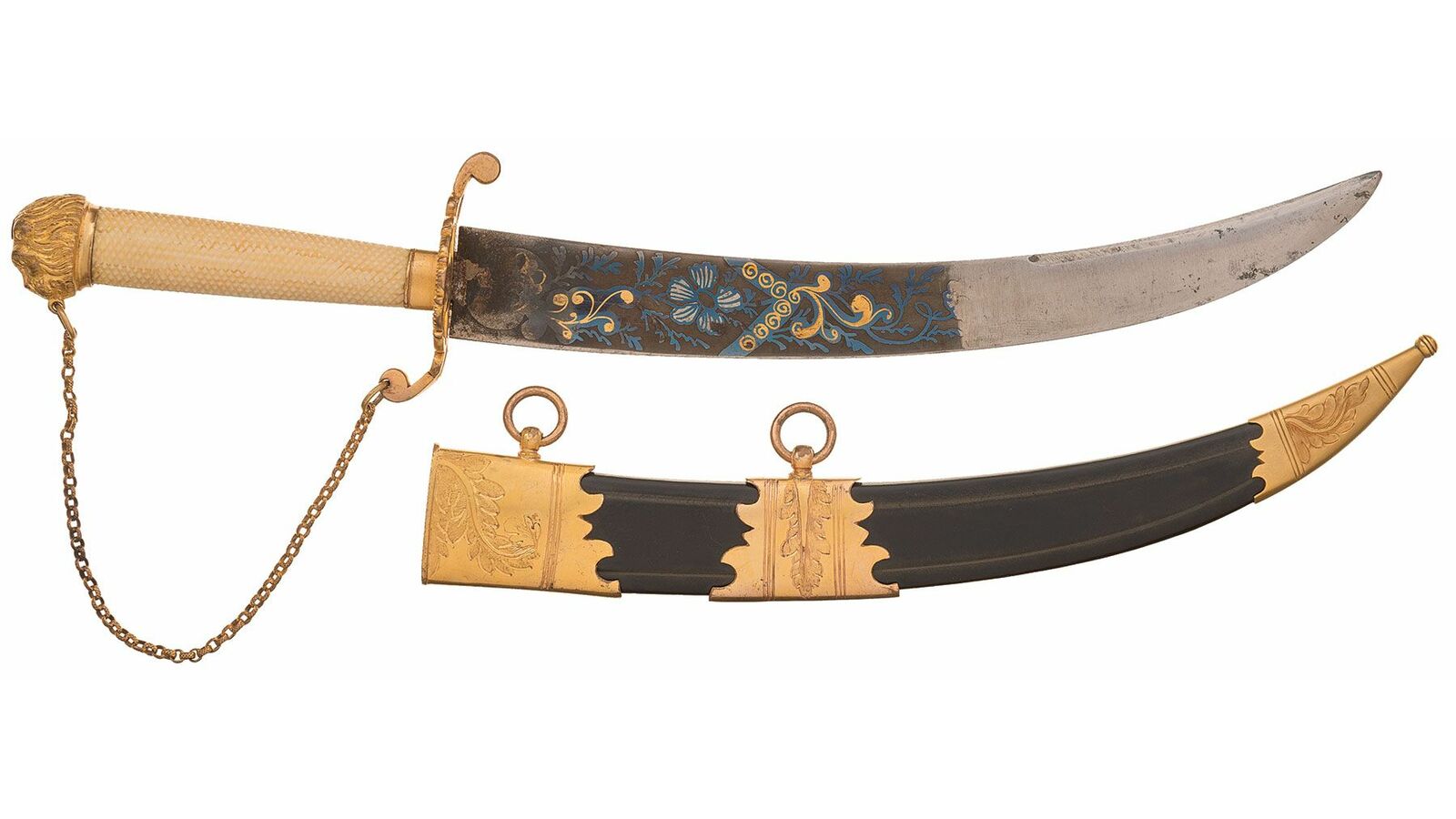 Fine Naval Dirk with Lion Head Pommel and Engraved Sheath | Rock Island ...