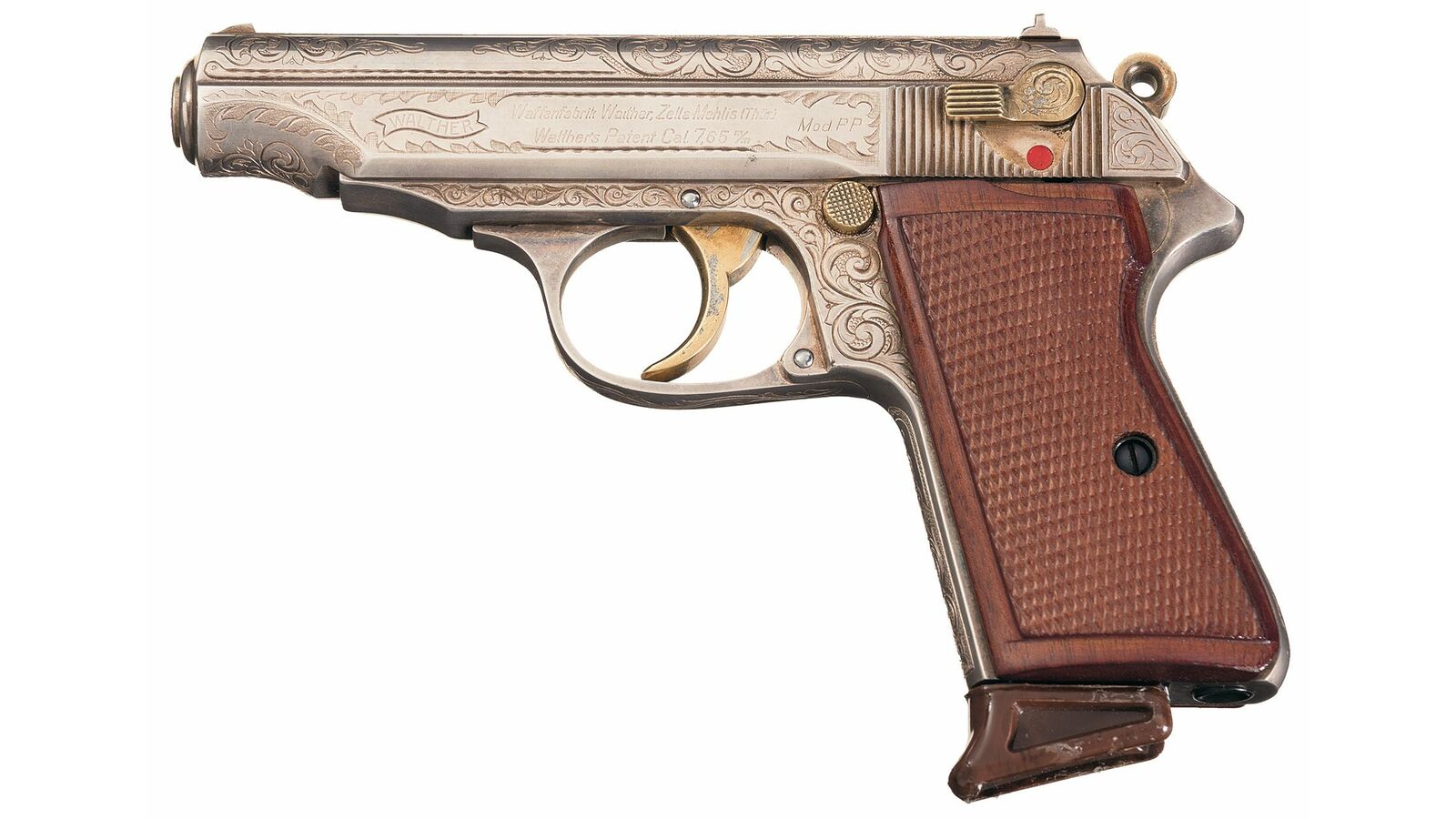Engraved, Silver and Gold Plated Walther Model PP Semi-Automatic | Rock ...