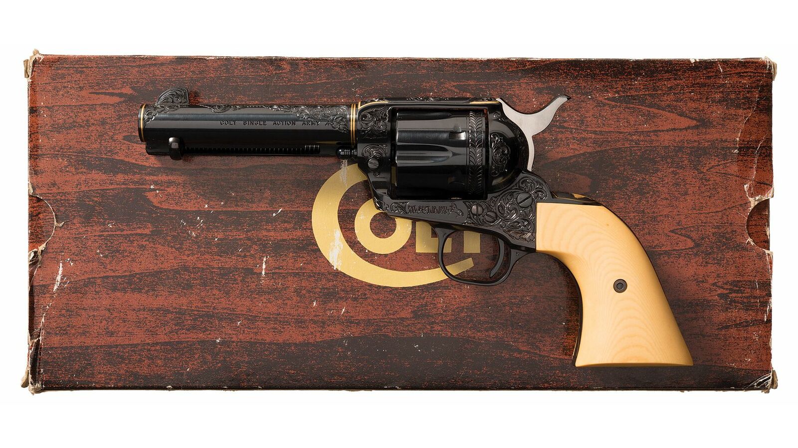 Engraved and Gold Inlaid Colt Single Action Army with Box | Rock Island ...