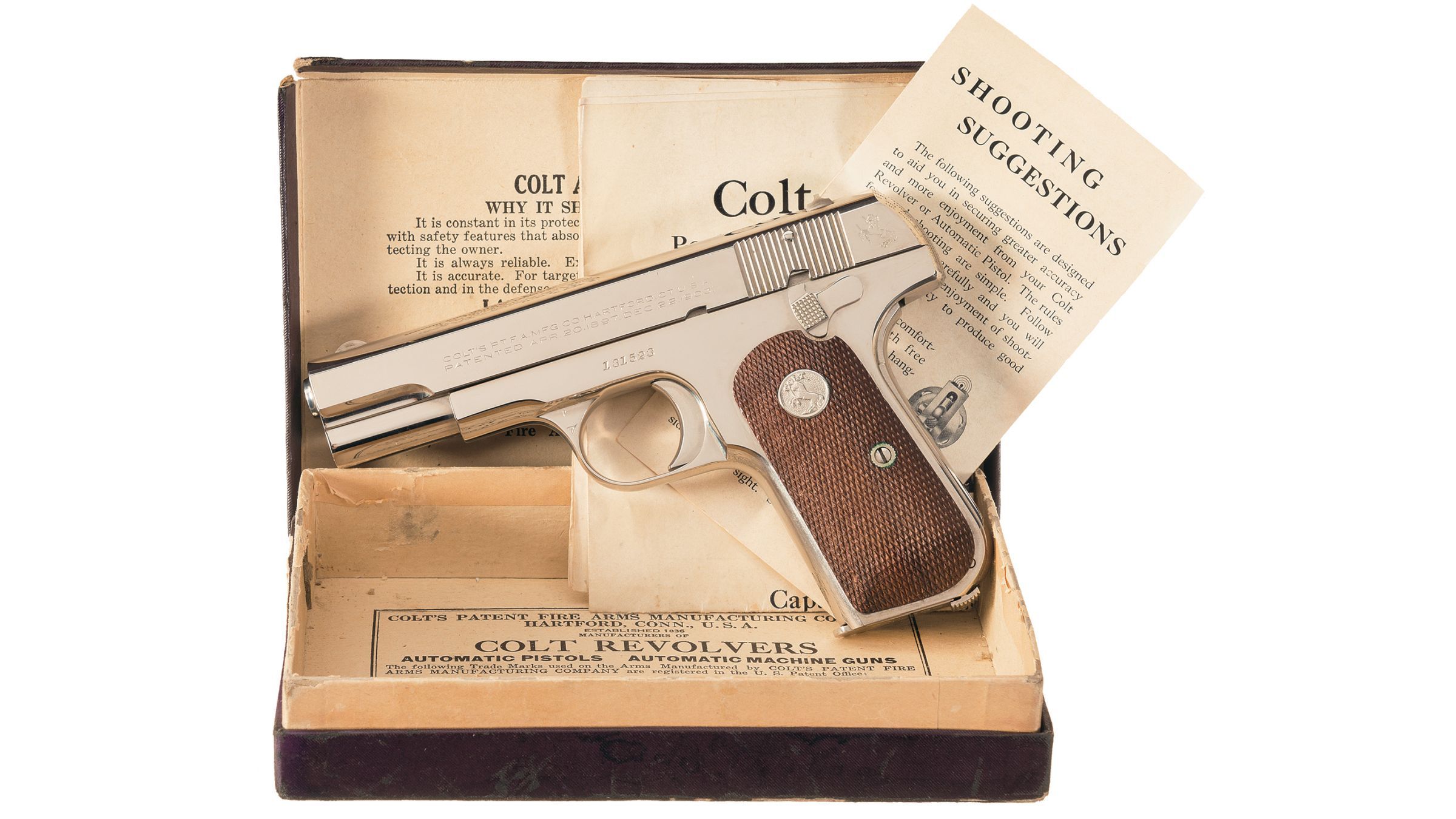 Colt Model 1908 Pocket Hammerless Semi-Automatic Pistol with Box | Rock ...