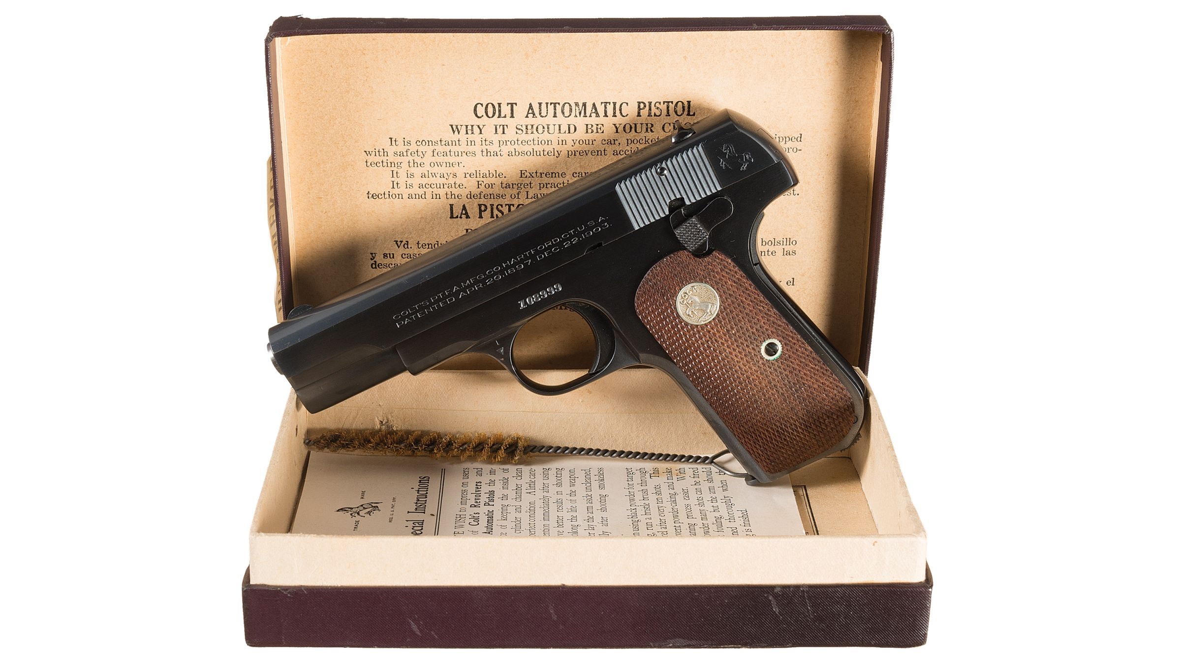 Colt Model 1908 Pocket Hammerless Semi-Automatic Pistol with Box | Rock ...