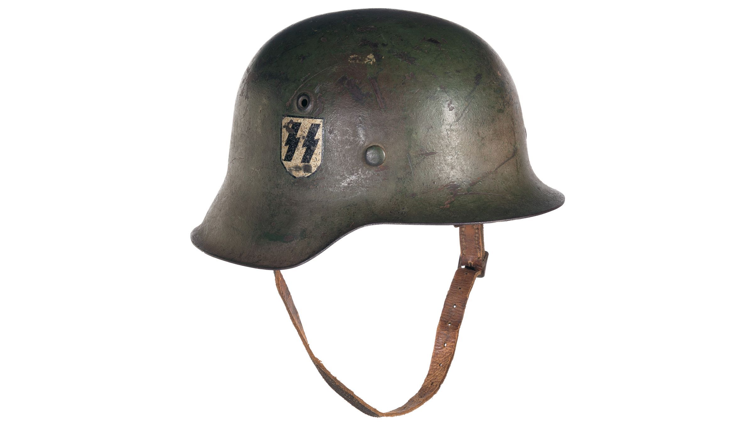 1942 Stahlhelm, SS Single Decal, Tritone Camo | Rock Island Auction