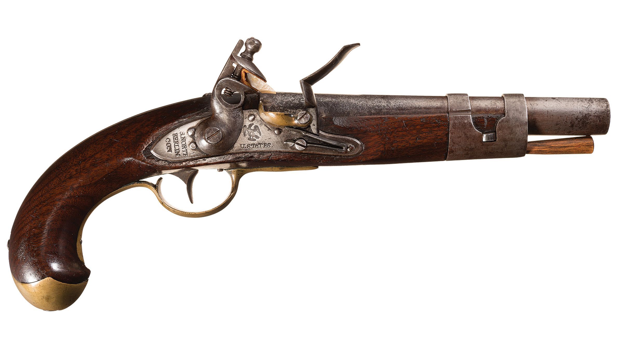 Rare U.S. Simeon North Model 1811 Transition Flintlock Pistol | Rock ...