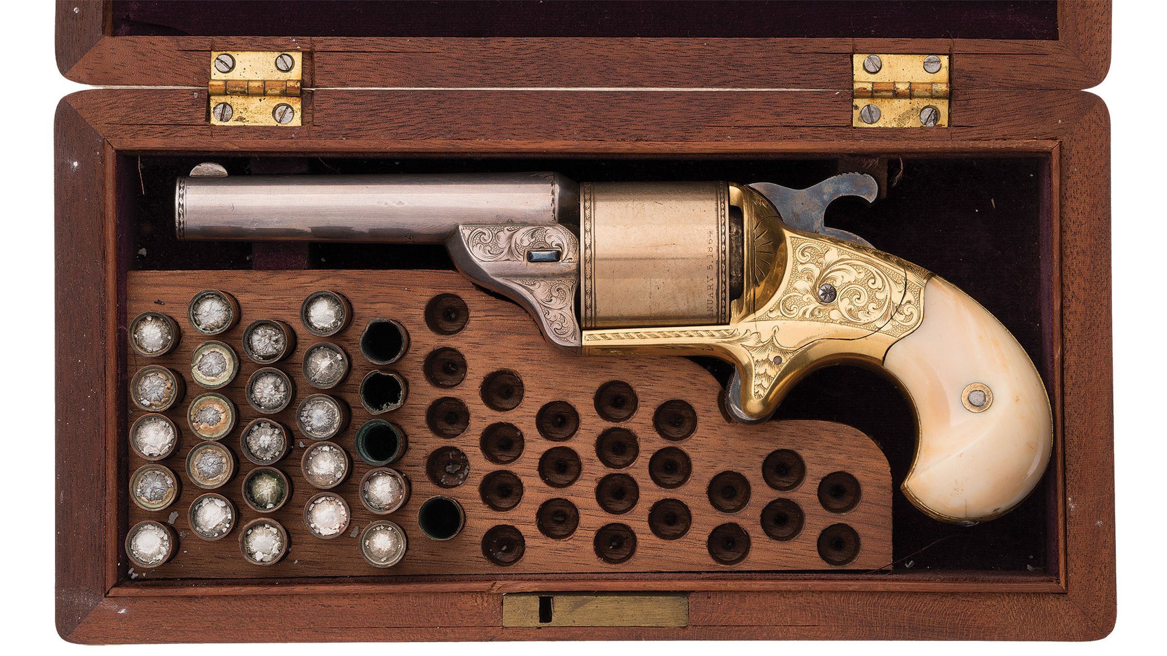 Cased Moore's Patent Fire Arms Co. Front Loading Revolver | Rock Island ...