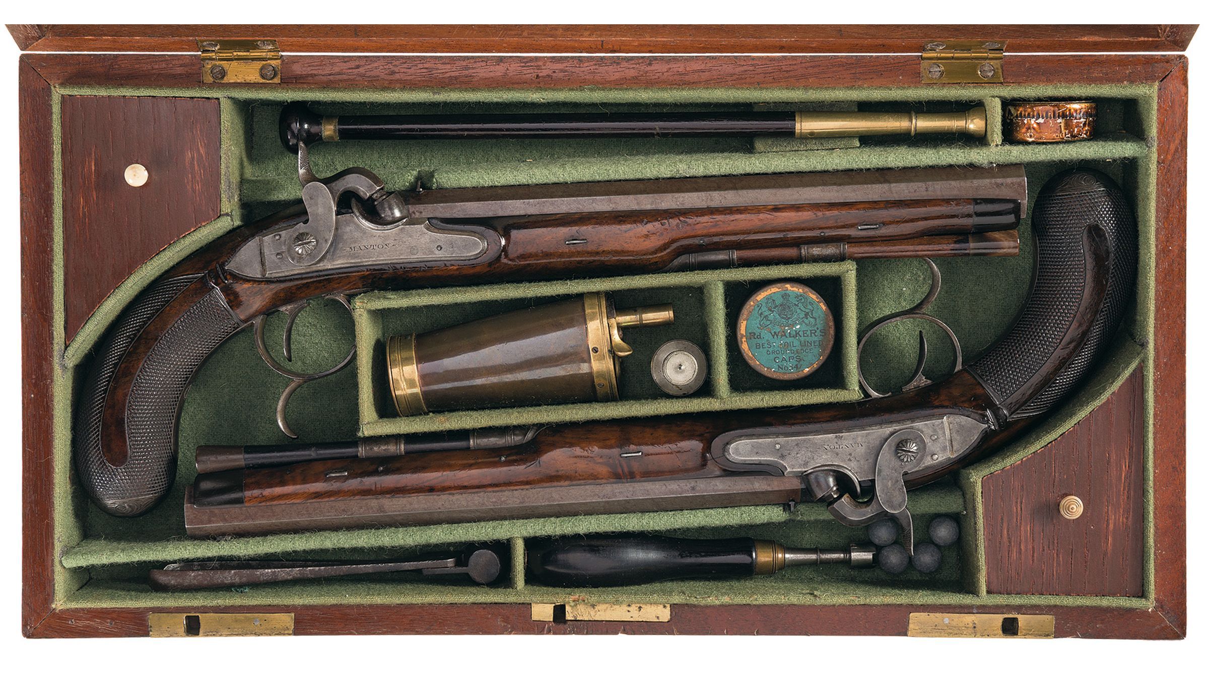 Cased Pair of John Manton Percussion Conversion Dueling Pistols | Rock ... Cased Pair of John Manton Percussion Conversion Dueling Pistols | Rock ...