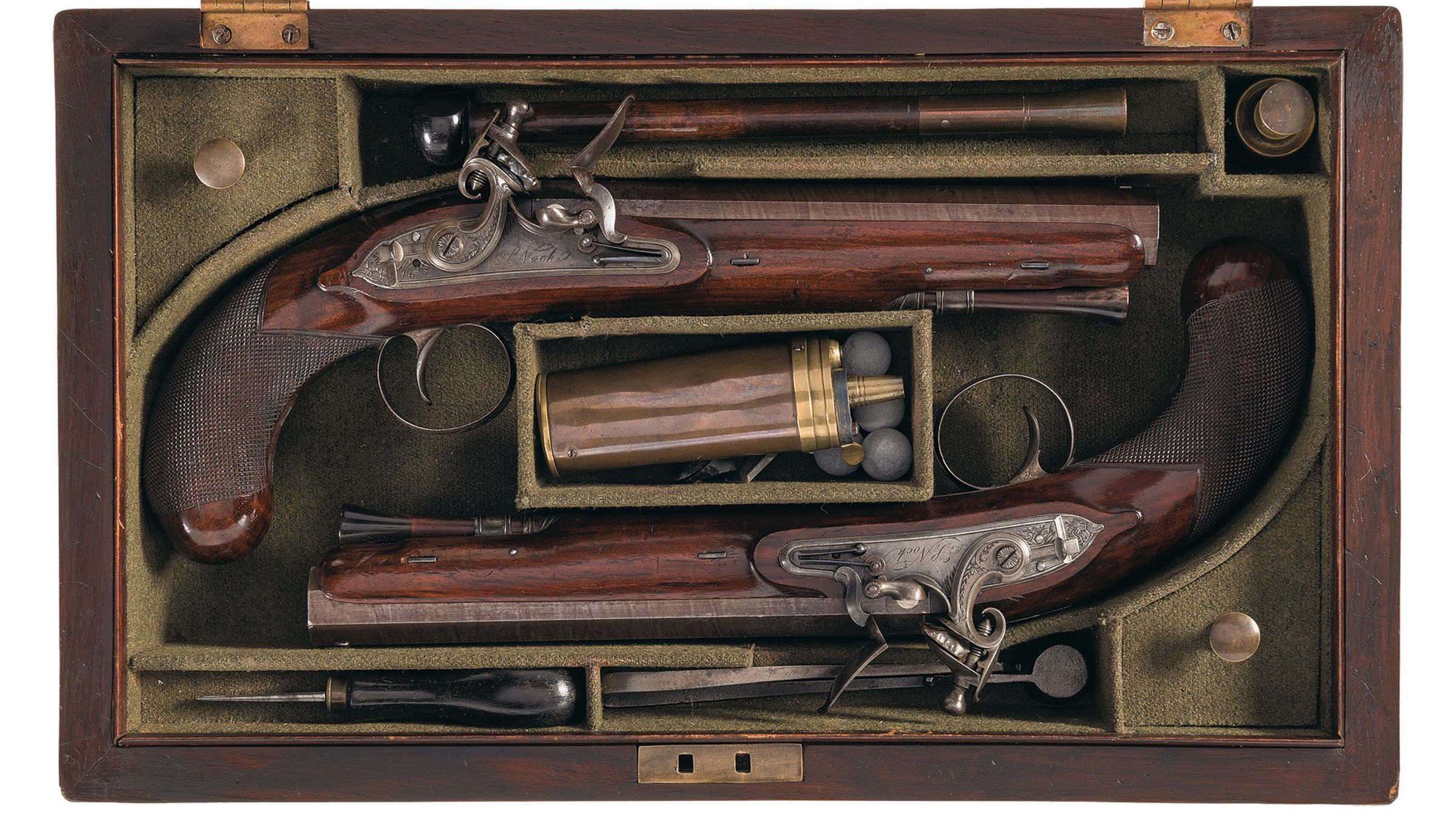 Very Fine Cased Pair of S. Nock Signed Flintlock Pistols | Rock Island ...