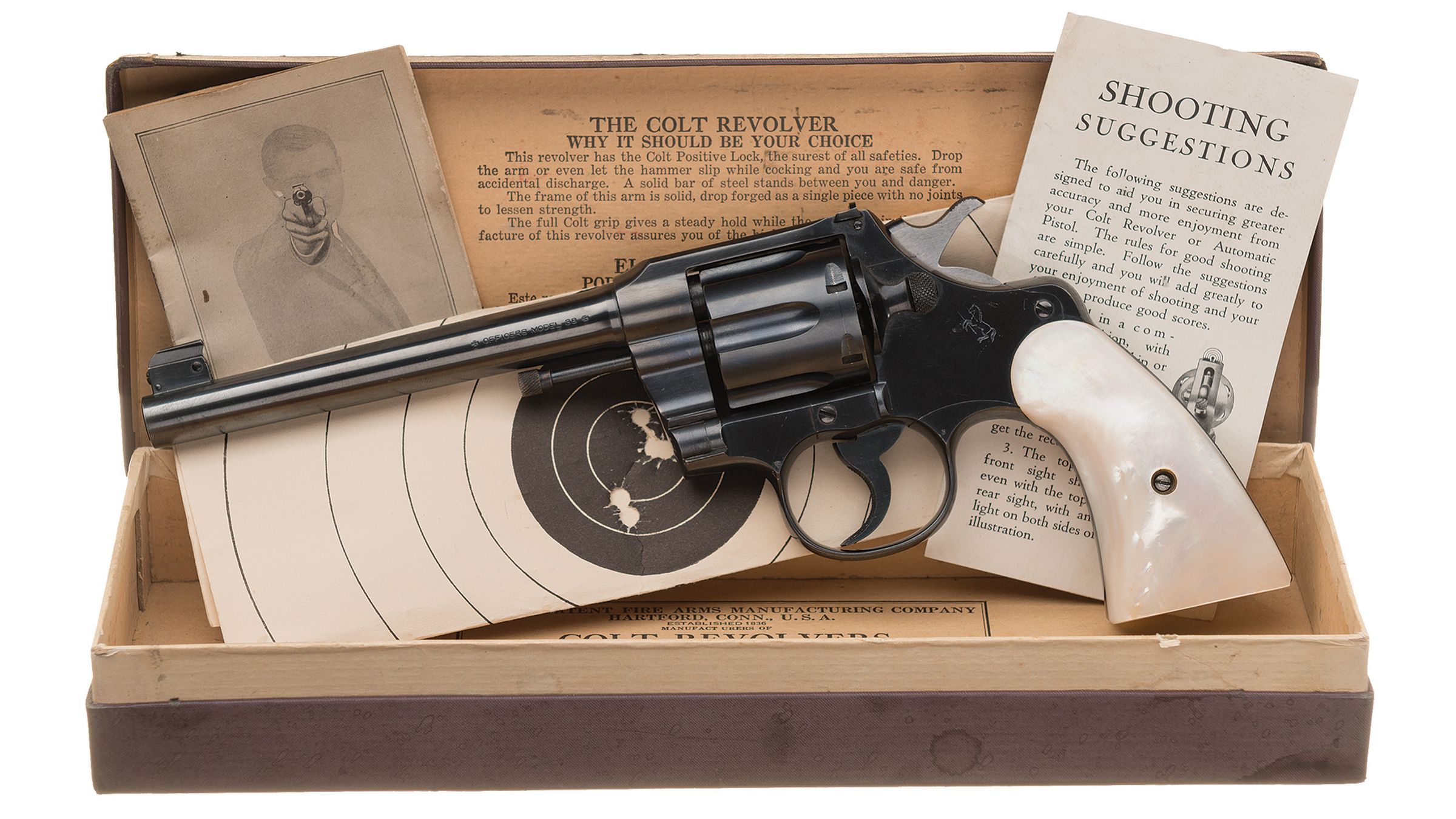 Colt Officer's Model Target Revolver with Pearl Grips and Box | Rock ...