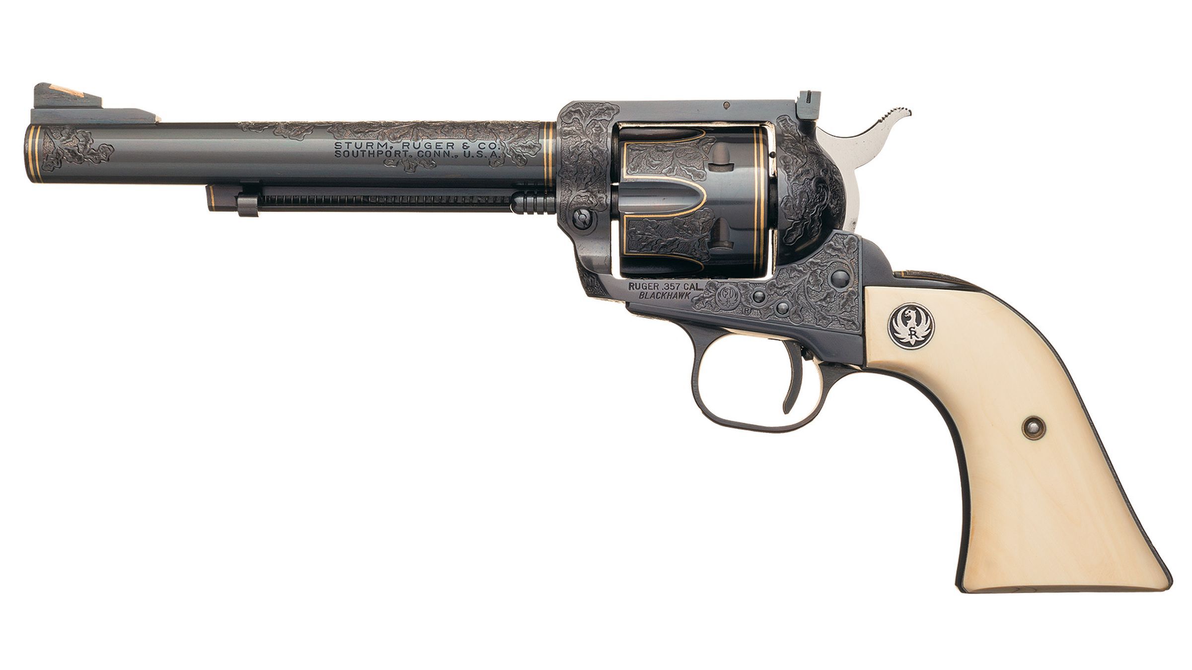 Engraved and Gold Inlaid Ruger Blackhawk Single Action Revolver | Rock ...