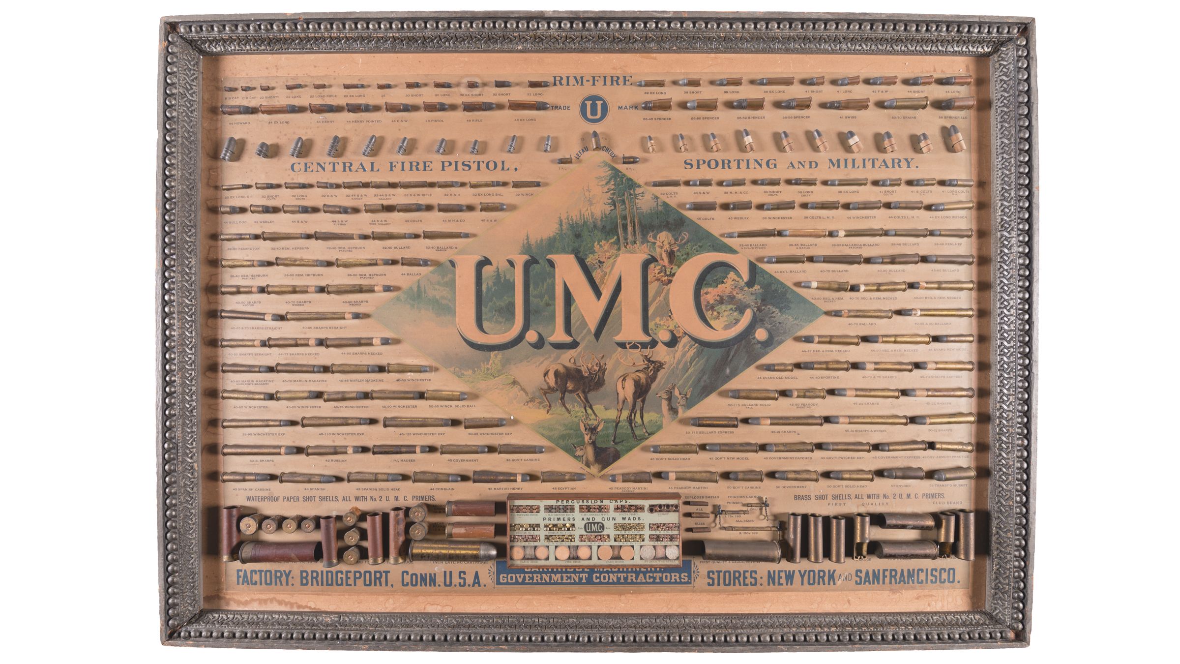 Union Metallic Cartridge Co. Cartridge Display Bullet Board | Rock ...