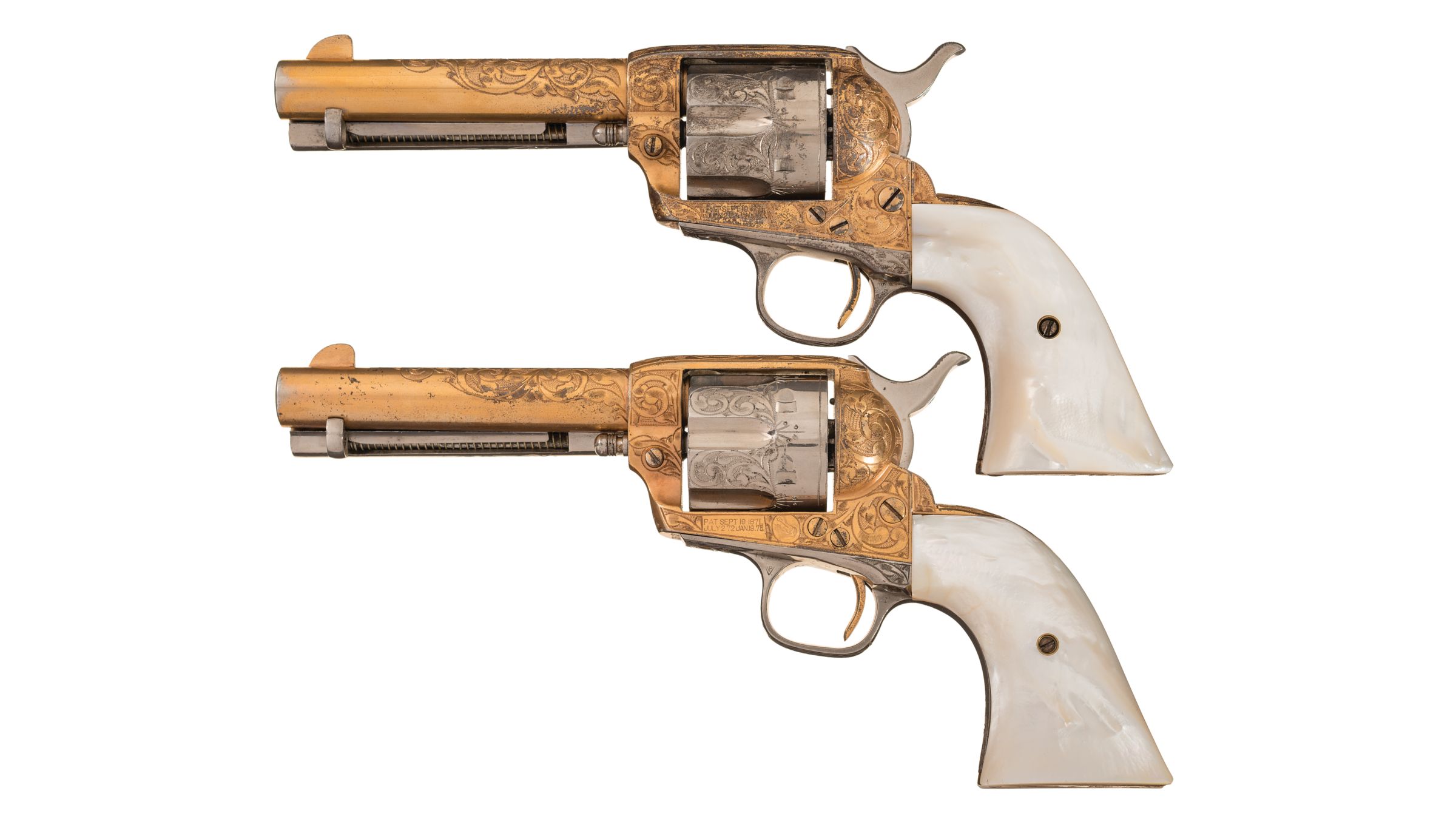 Engraved and Gold & Silver Pair of Colt SAA Revolvers | Rock Island Auction