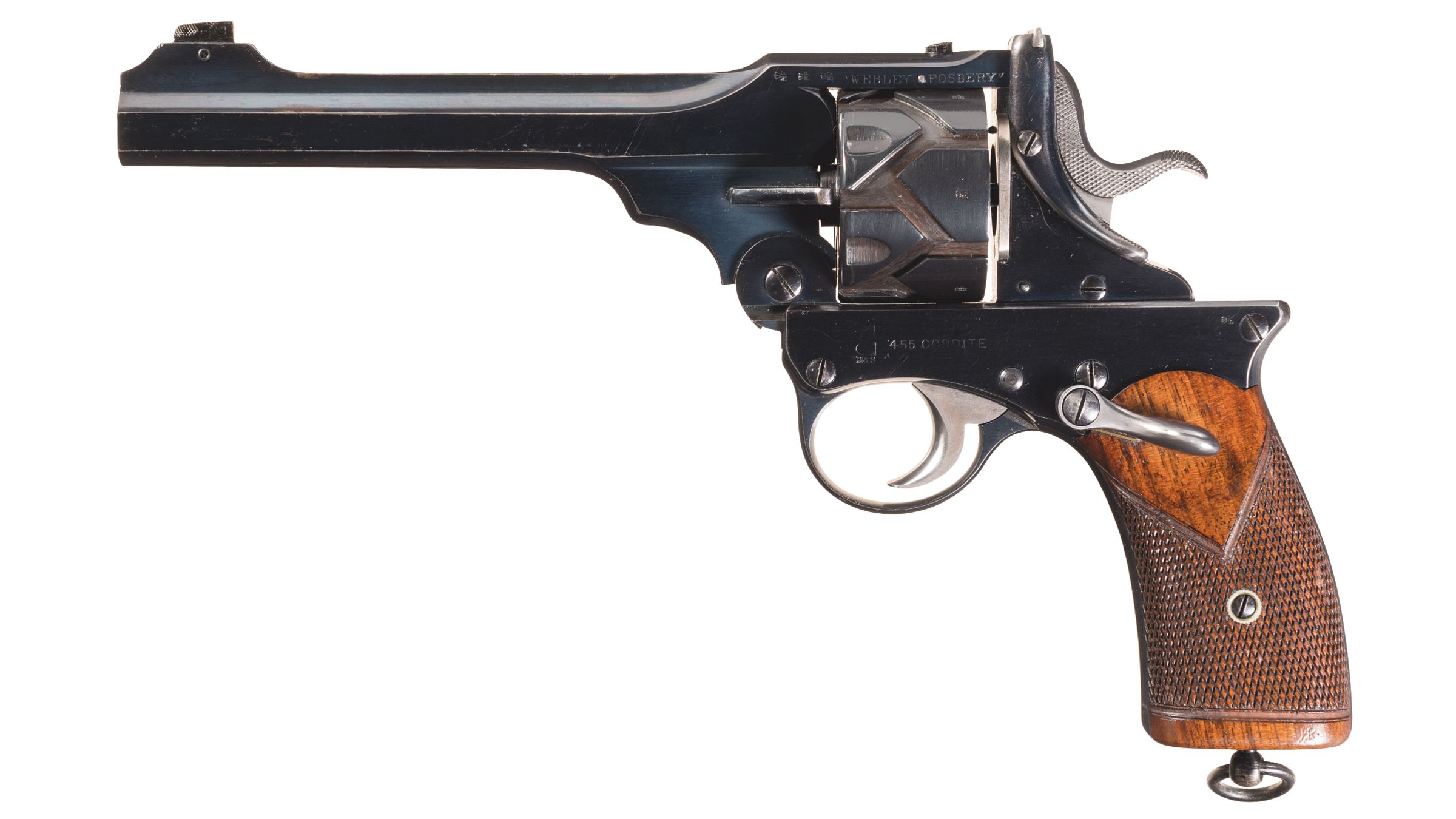 Webley-Fosbery 45 ACP Automatic Revolver w-Clips | Rock Island Auction