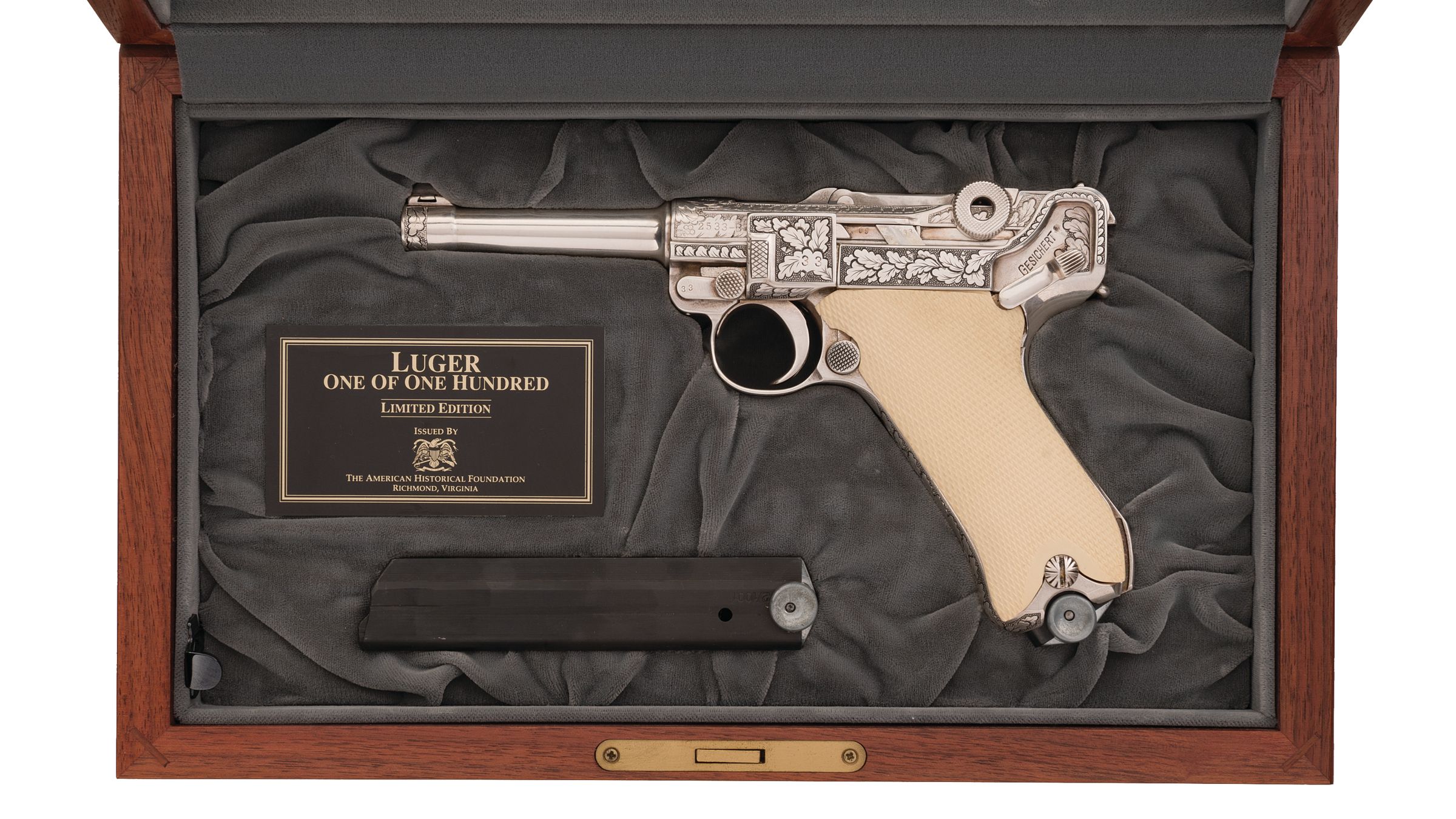 Cased American Historical Foundation Silver Field Marhsal Luger | Rock ...