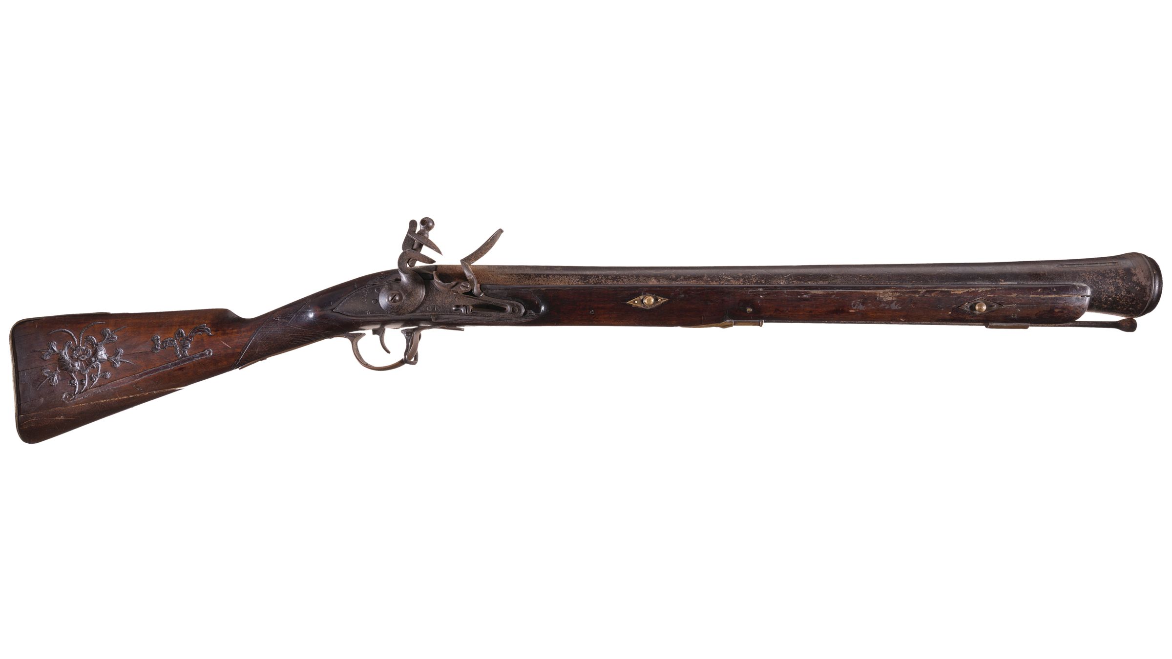 Inlaid and Carved Flintlock Blunderbuss with Brown Bess Lock | Rock ...