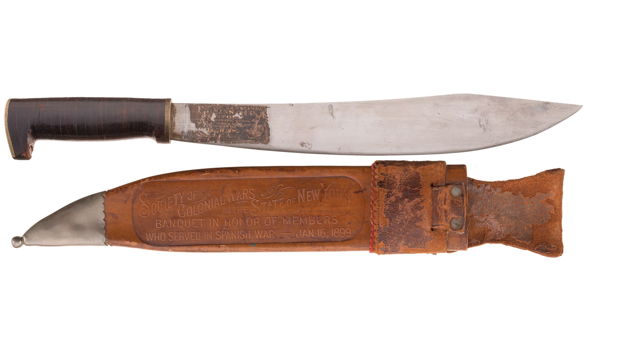 Colins Legitimus 254 Knife Spanish American War Themed Sheath Rock Colins Legitimus 254 Knife Spanish American War Themed Sheath Rock