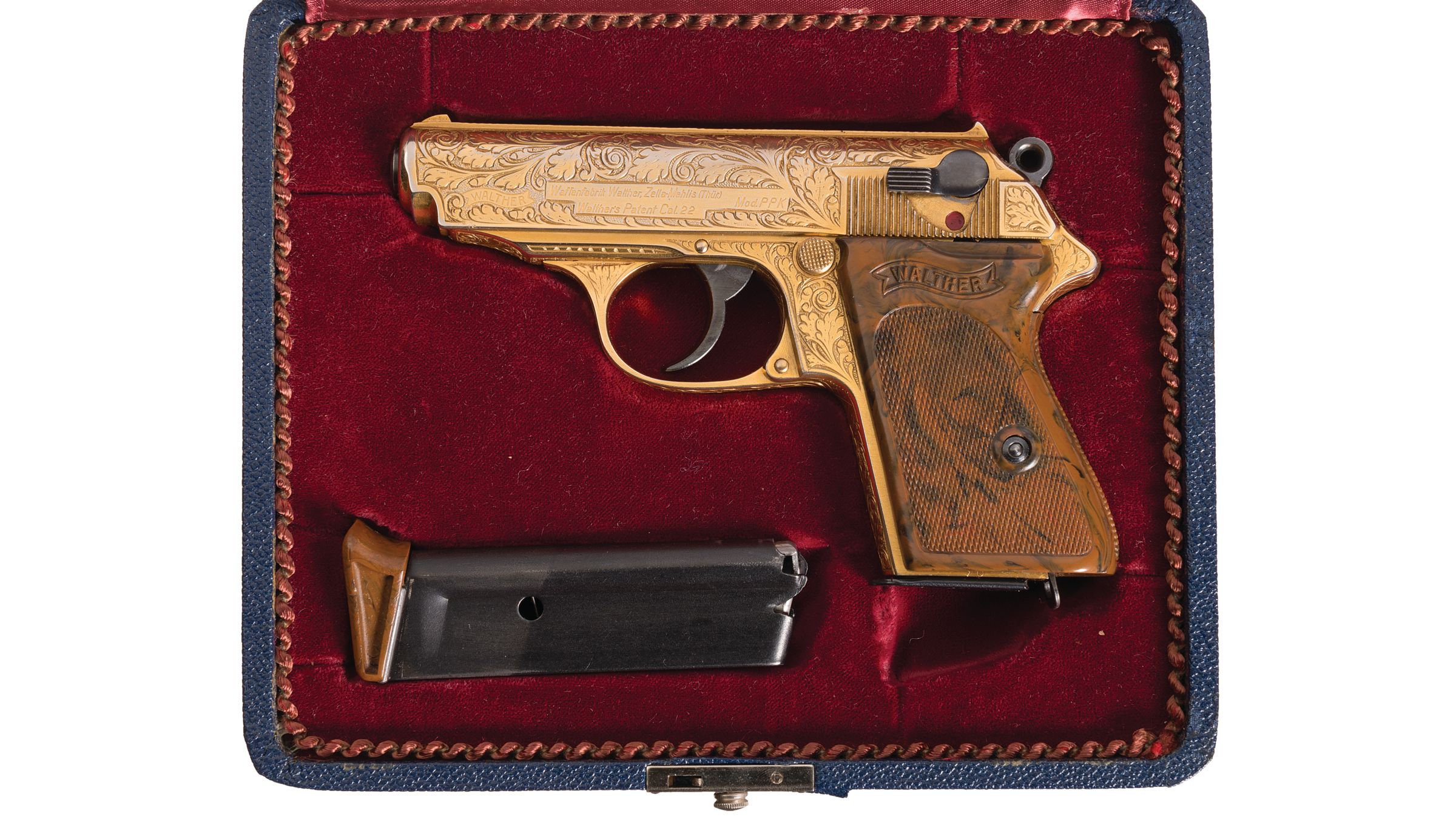 Engraved-Gold Walther PPK Pistol, Ex. Mag, Case | Rock Island Auction