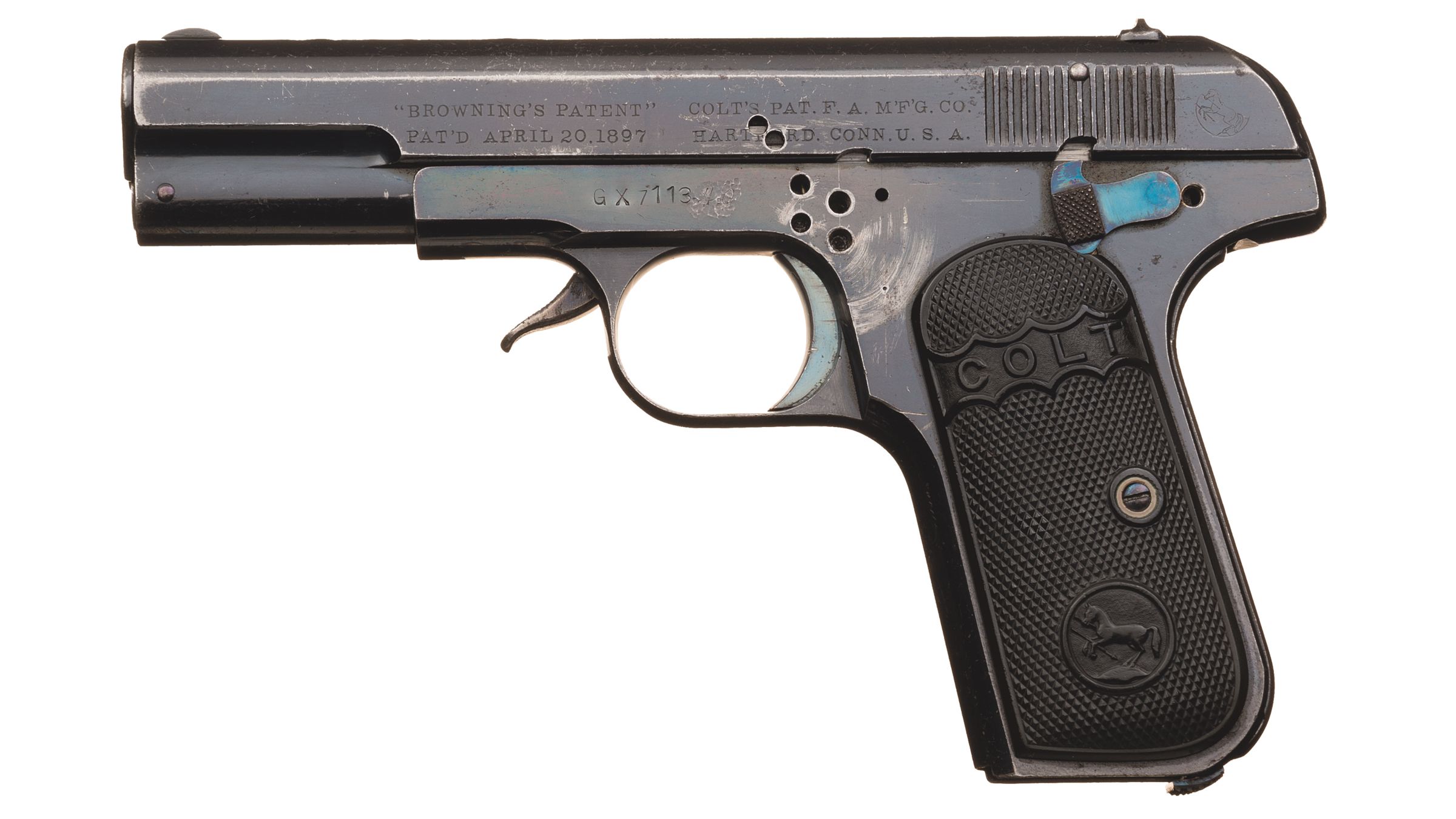 Experimental Colt M1903 Hammerless Pistol with Cocking Lever | Rock ...