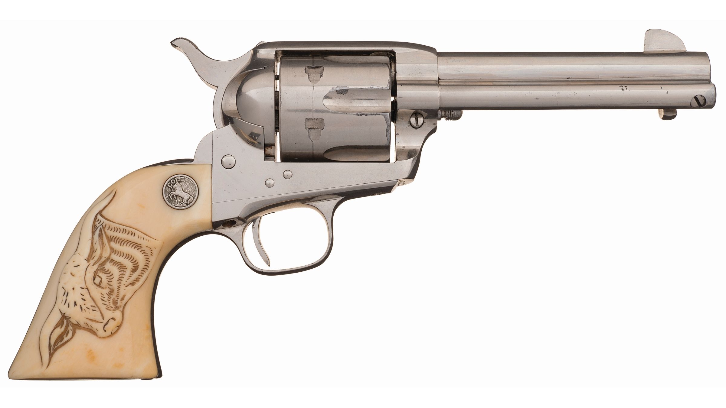 Nickel Plated Colt Single Army Revolver with Carved Grips | Rock Island ...