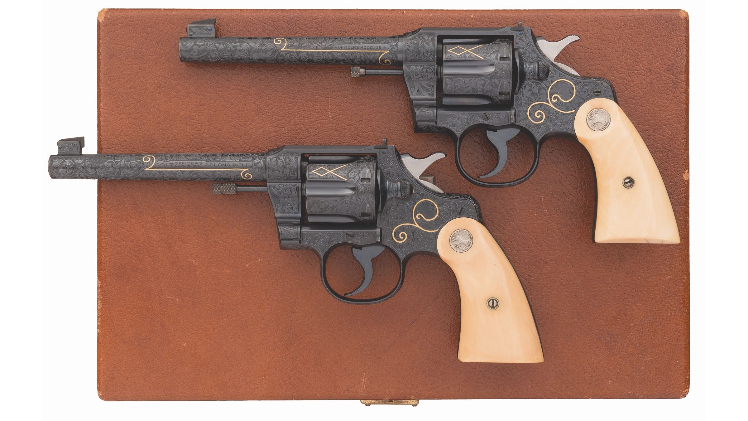 Cased Pair of Factory Engraved-Inlaid Colt Display DA Revolvers | Rock ...