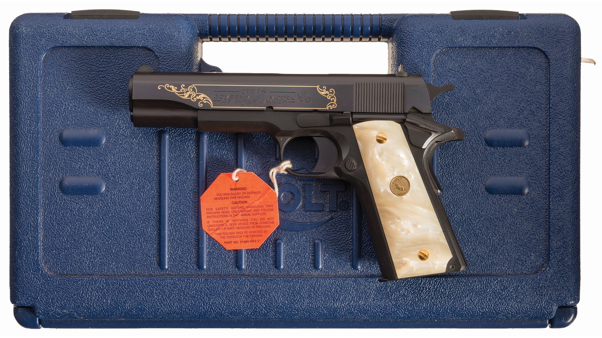 Gold Etched Colt Series 80 Government Model .38 Super Pistol | Rock ...