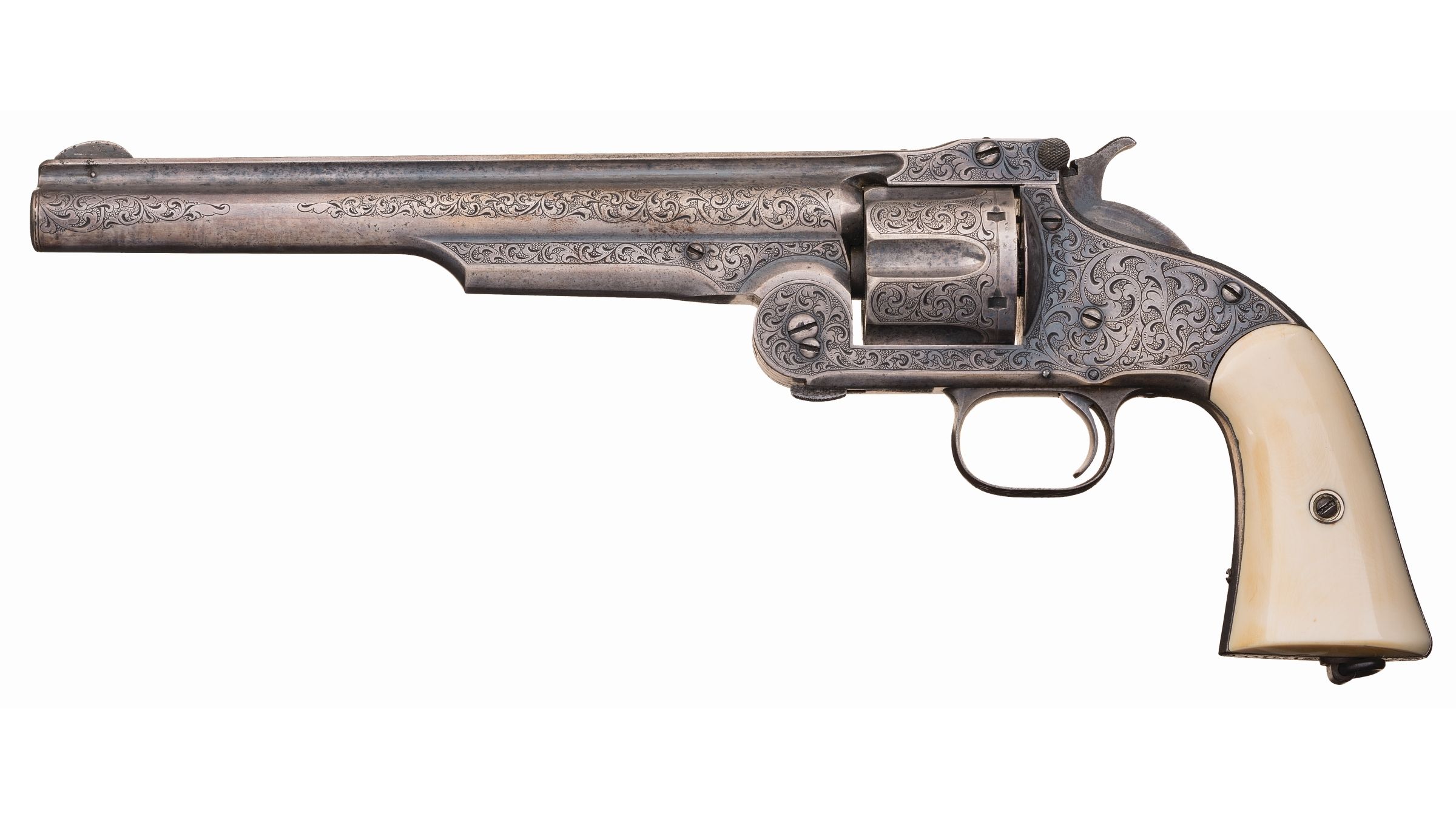 Gustave Young Engraved-Silver Plated S&W No. 3 Russian Revolver | Rock ...