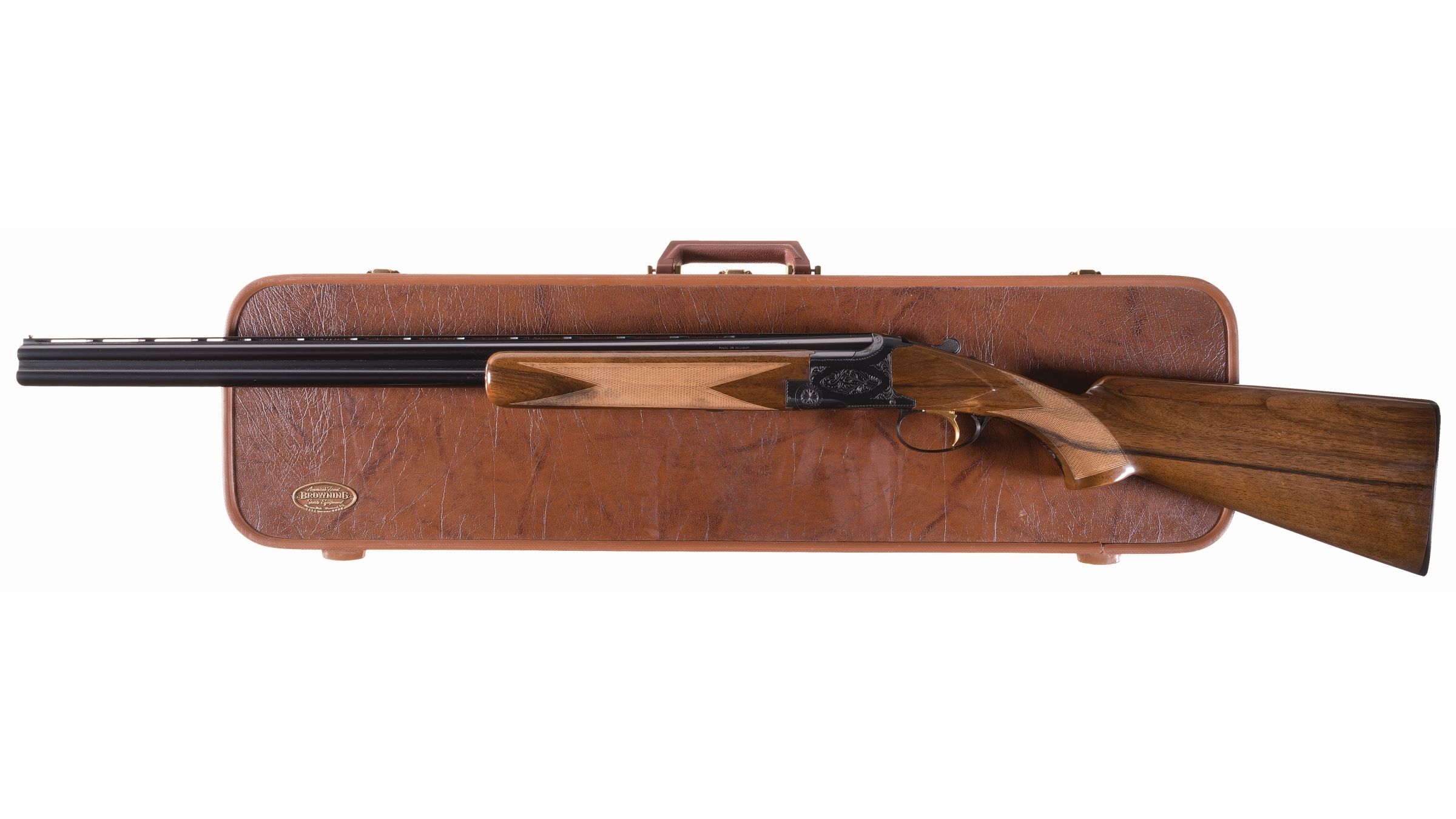 Engraved Belgian Browning Superposed 28 Gauge Shotgun with Case | Rock ...