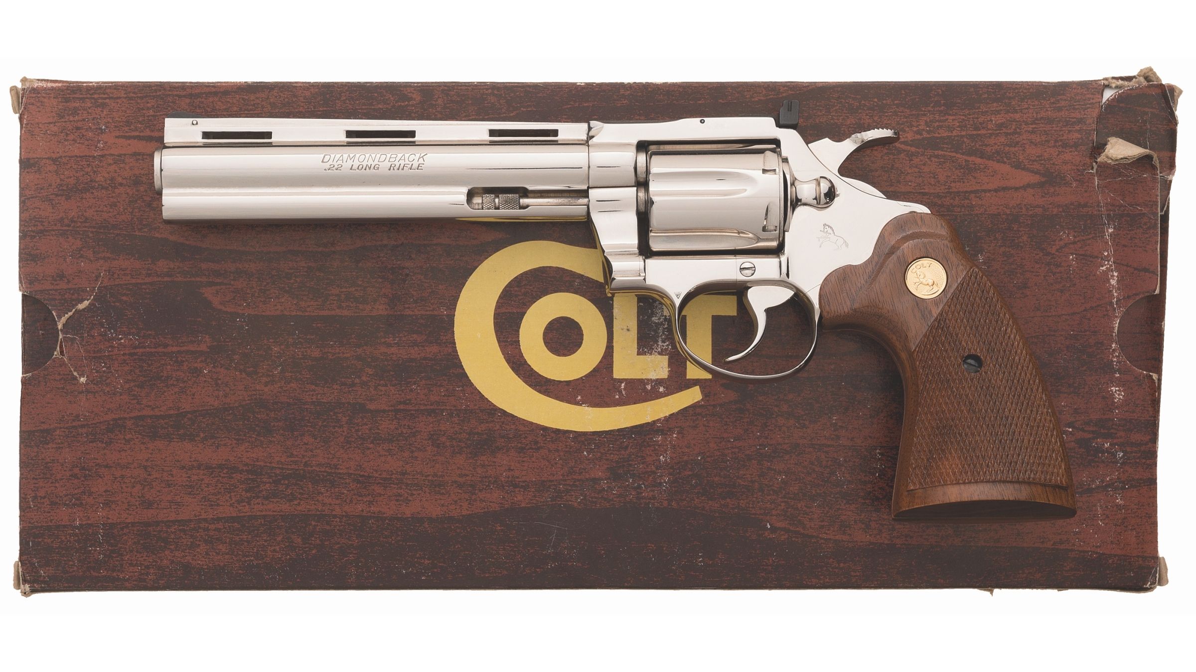 Desirable Nickel Colt Diamondback DA Revolver with Box | Rock Island ...